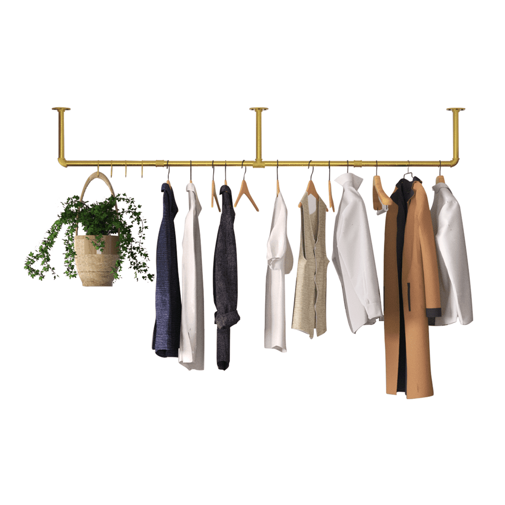 ZIPOE Industrial Pipe Clothes Rack – Wall-Mounted Hanging Bar with ...