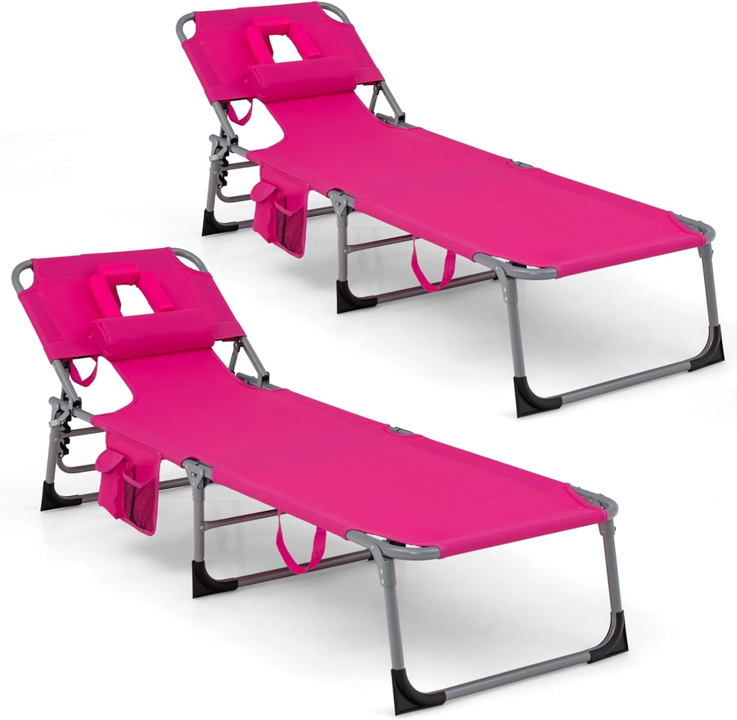 ZIPOE Tanning Chair, Folding Adjustable Patio Lounge Chair with Face ...