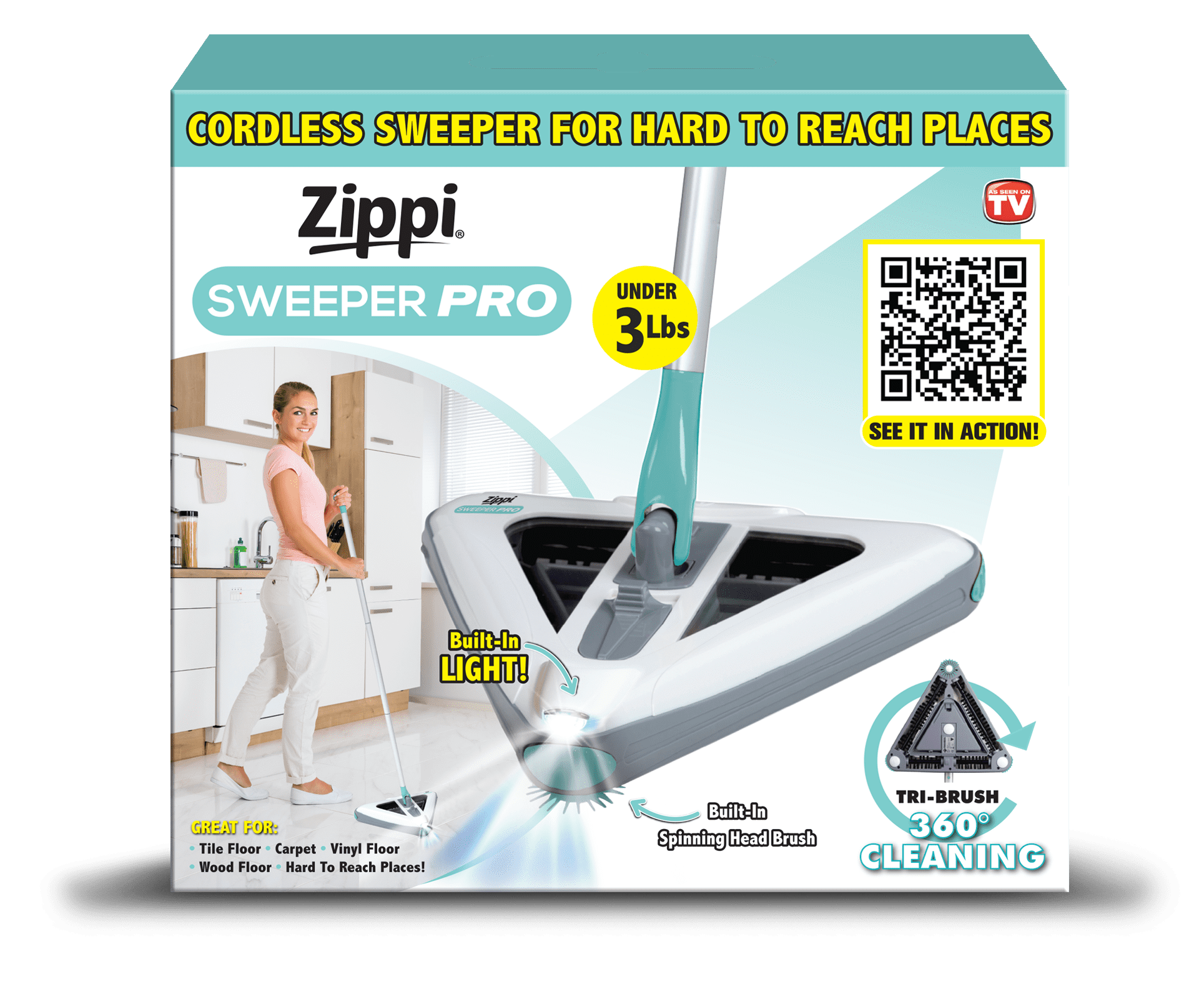Zippi Sweeper Pro - Lightweight Sweeper, Perfect for Hardwood and Tile ...