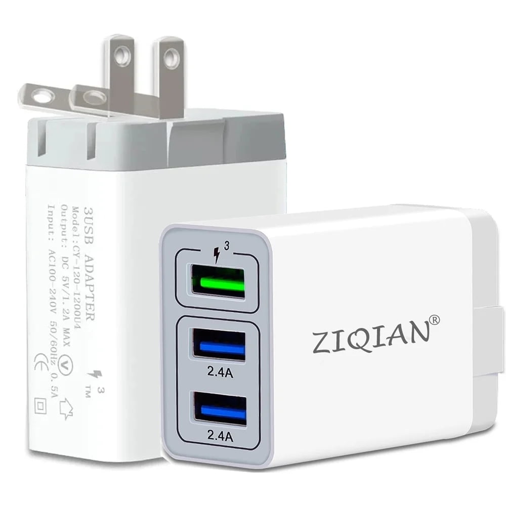 ZIQIAN, Fast Charger Block, 30W, 3 Ports USB Wall Power Adapter ...