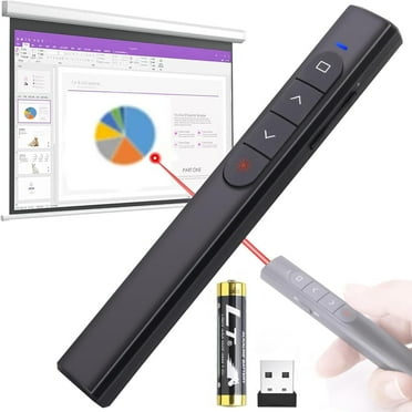QUI Presentation Clicker for PowerPoint, RF 2.4GHz USB Wireless Presenter Remote with Volume ...