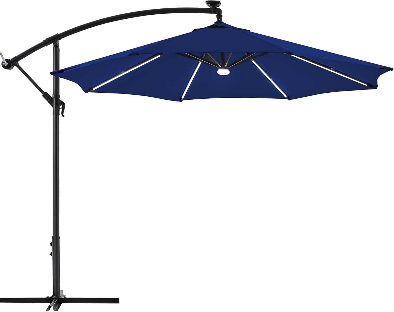 ZIRAV 10 FT Solar Powered LED Patio Umbrella Outdoor Cantilever ...