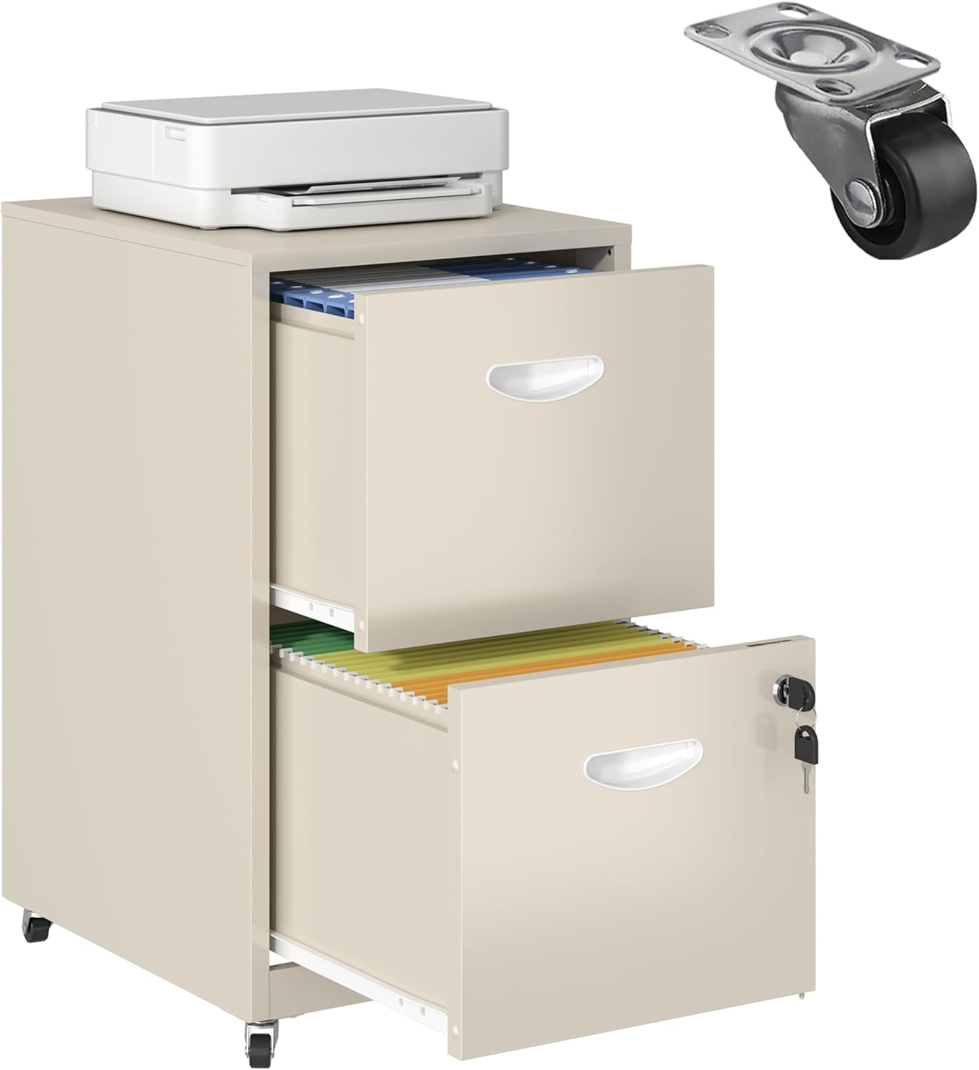 ZIRAV 2 Drawer File Cabinet with Lock, Filing Cabinets with Wheels ...