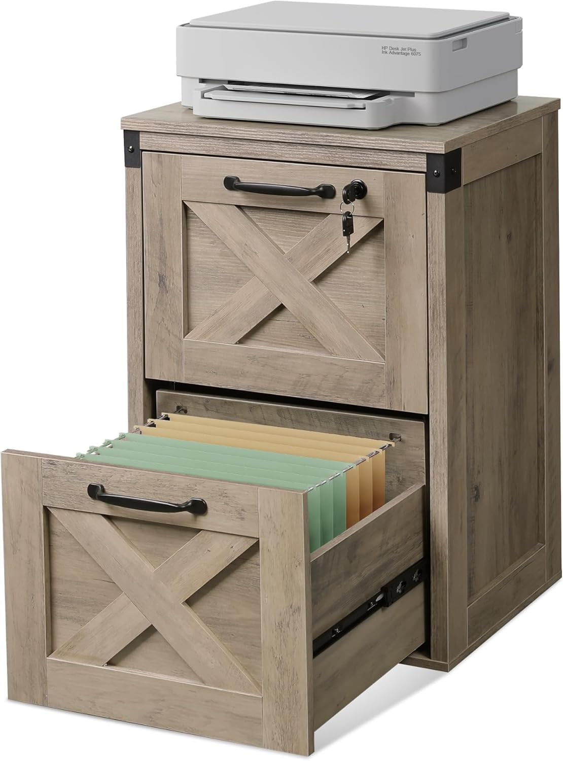 ZIRAV 2 Drawer File Cabinet with Lock, Wood Farmhouse Filing Cabinet ...