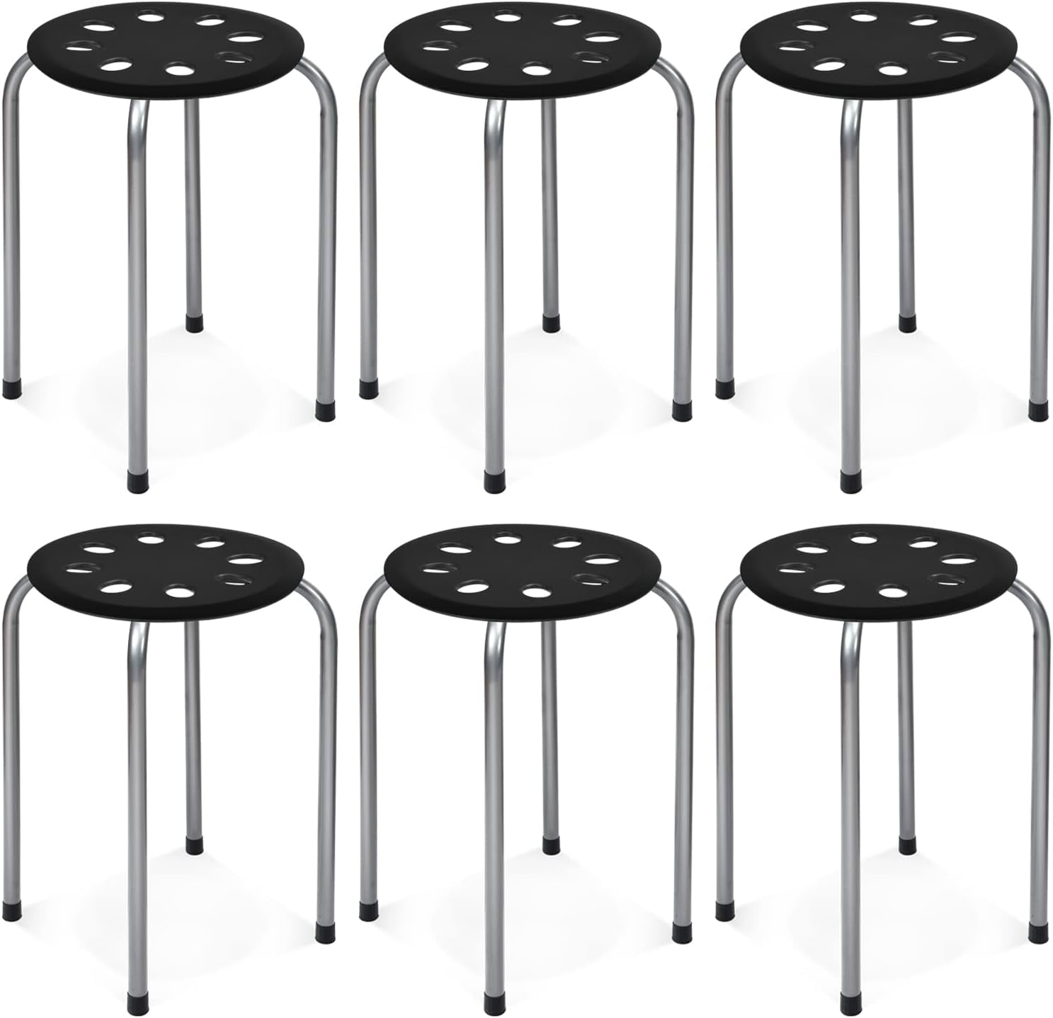 ZIRAV 6-Pack Round Plastic Stack Stools, 17.5-inch Height Backless ...