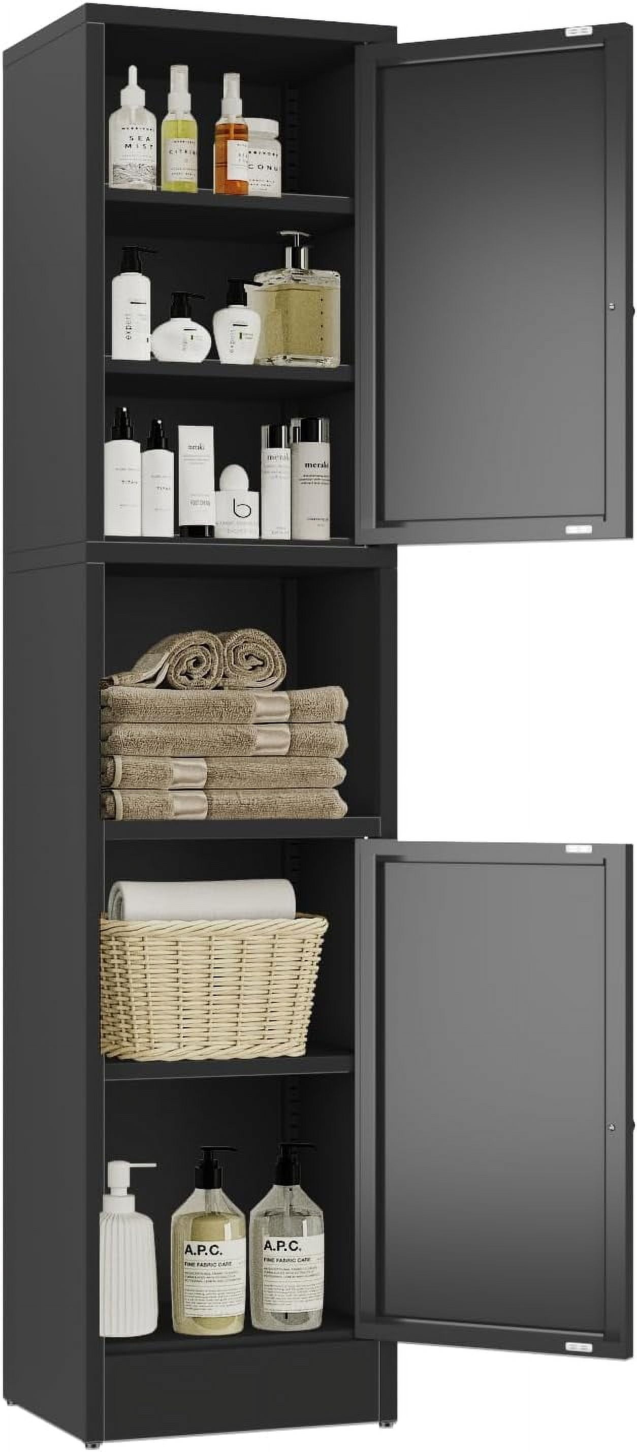 ZIRAV Black Tall Metal Storage Cabinet,Metal Locker Storage Cabinet ...