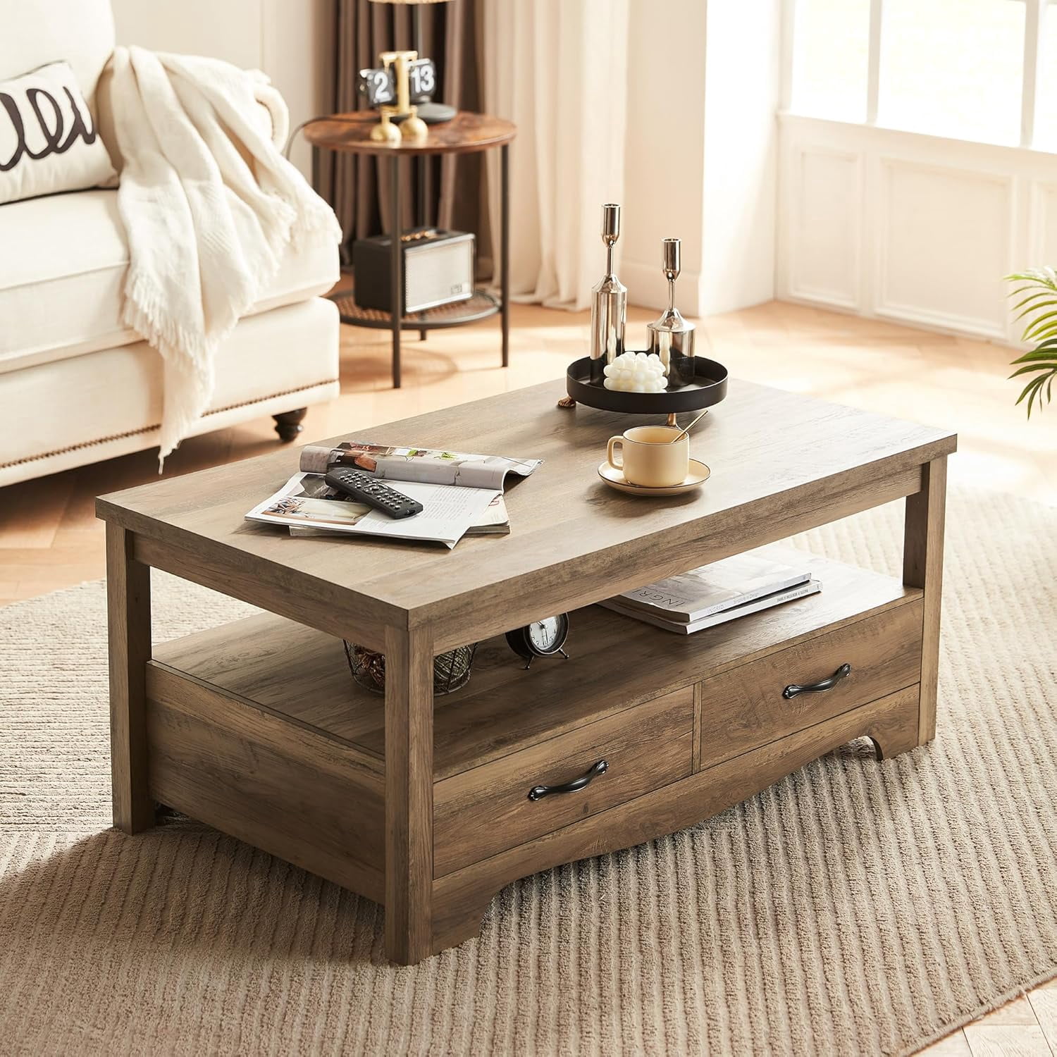 ZIRAV Coffee Table with Storage, Wood Coffee Table for Living Room ...