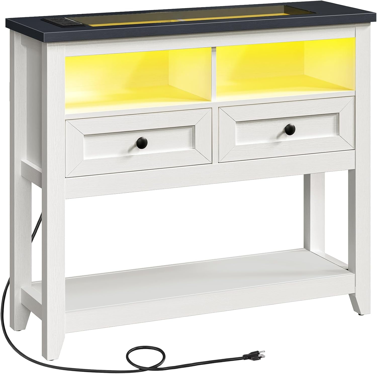 ZIRAV Entryway Table with 2 Drawers, White Console Table with Power ...