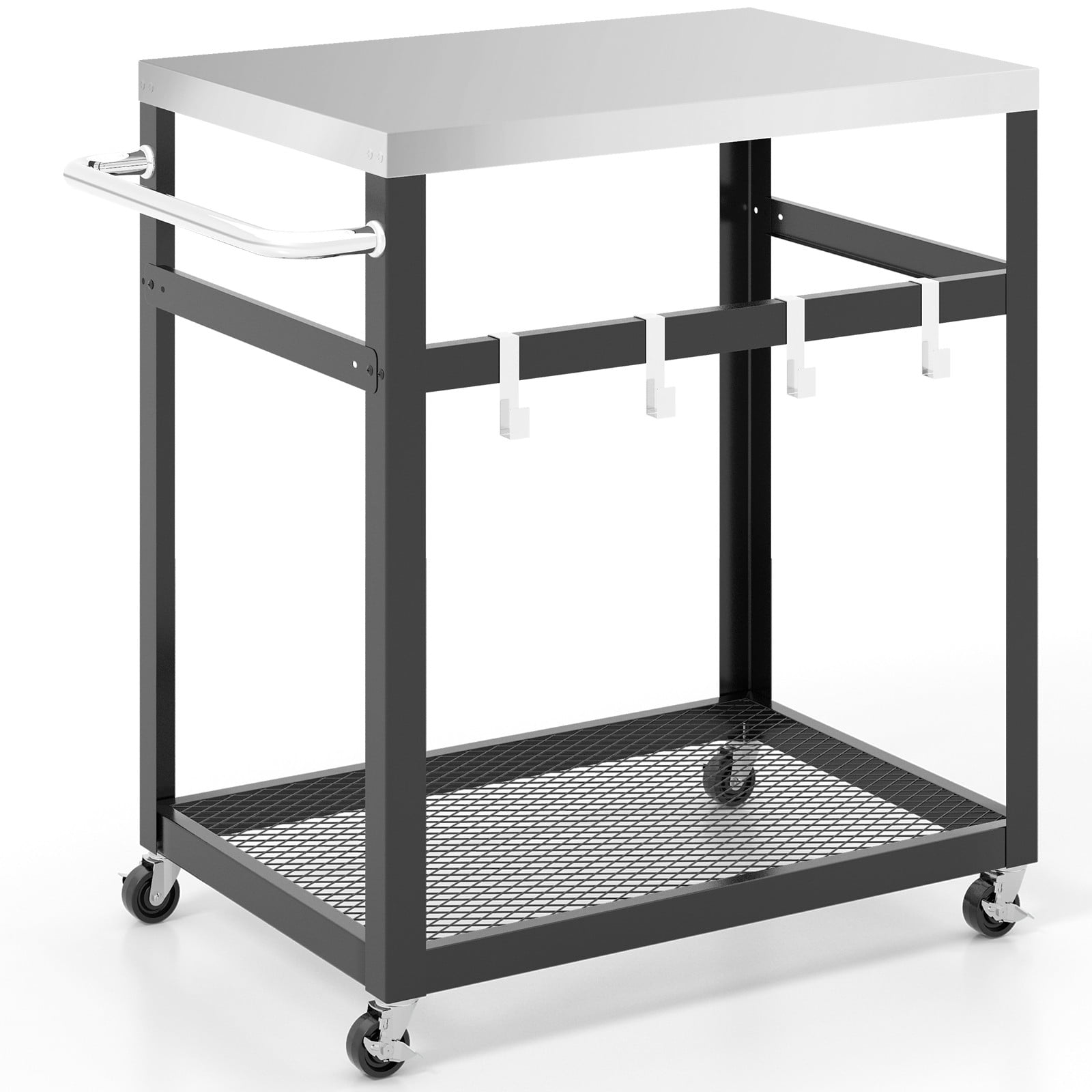 ZIRAV Outdoor Double-Shelf Prep Table for Grill with Stainless Steel ...