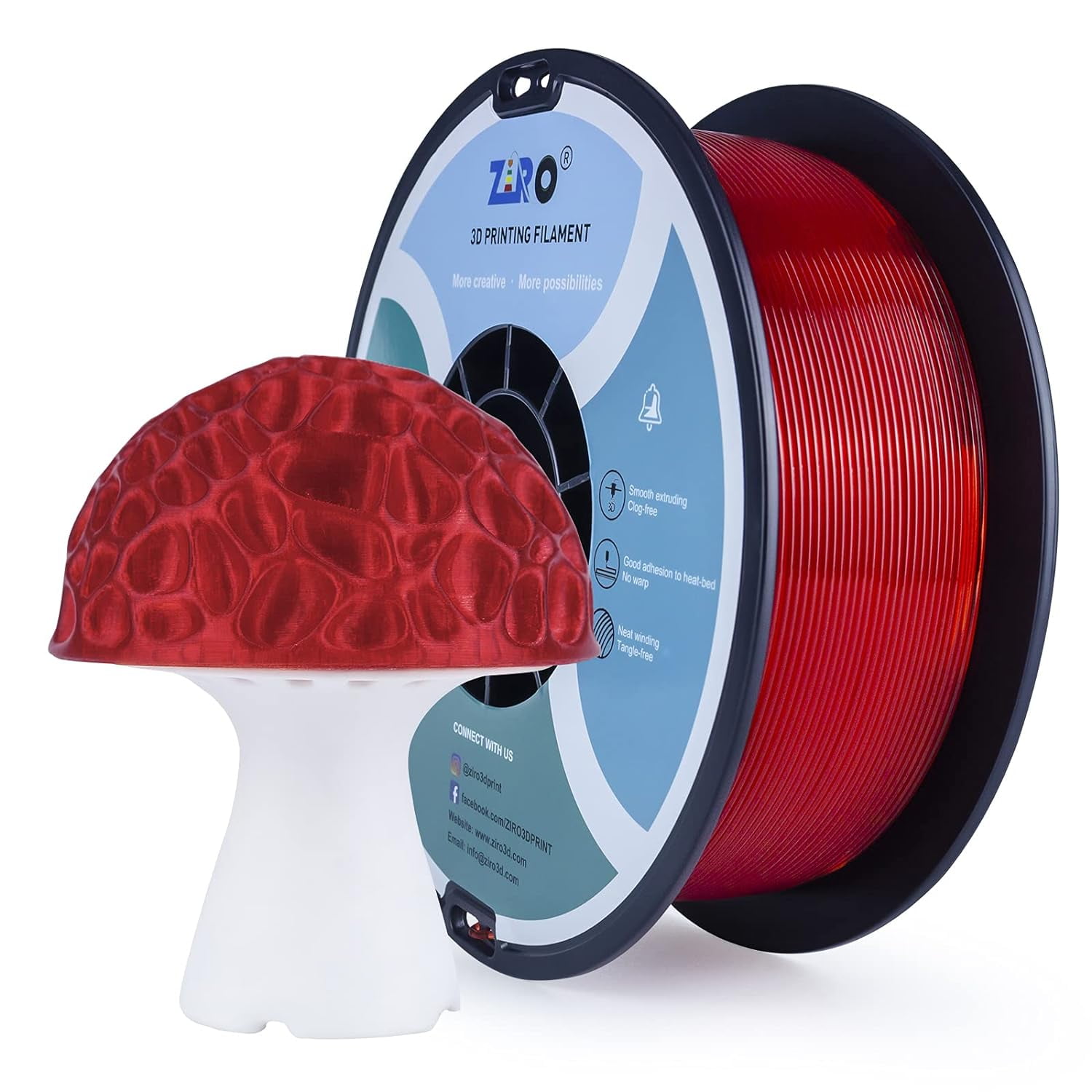 ZIRO PLA Filament 1.75mm, Transparent Red 3D Printer Filament, PLA PRO ...