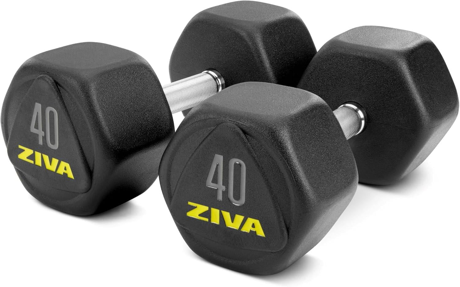 ZIVA Premium Hex Dumbbells – Commercial Grade Rubber Urethane Coated ...
