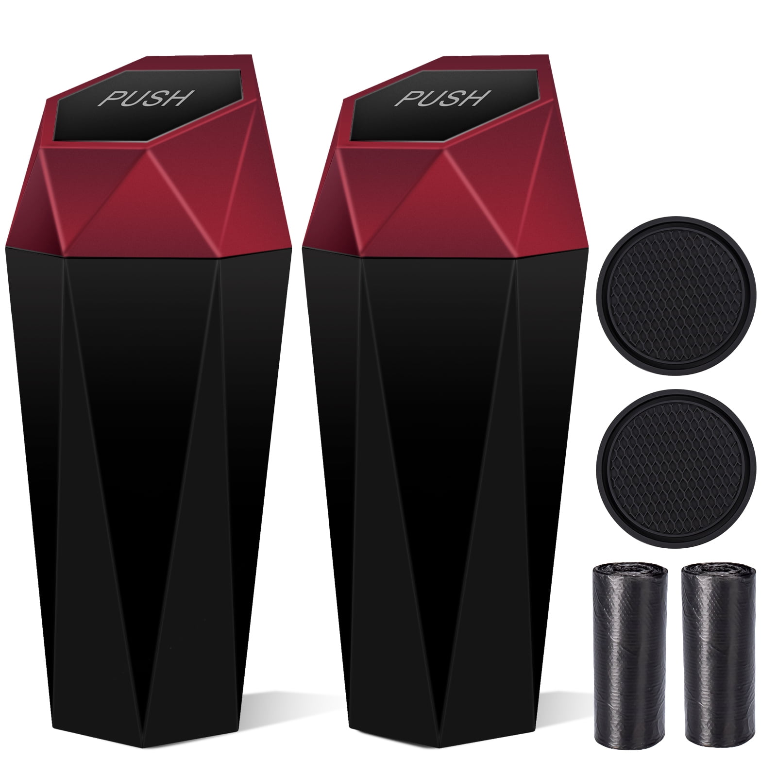 ZIVACATE 2pcs Car Trash Can With Lid Mini Car Garbage Can With 60 ...