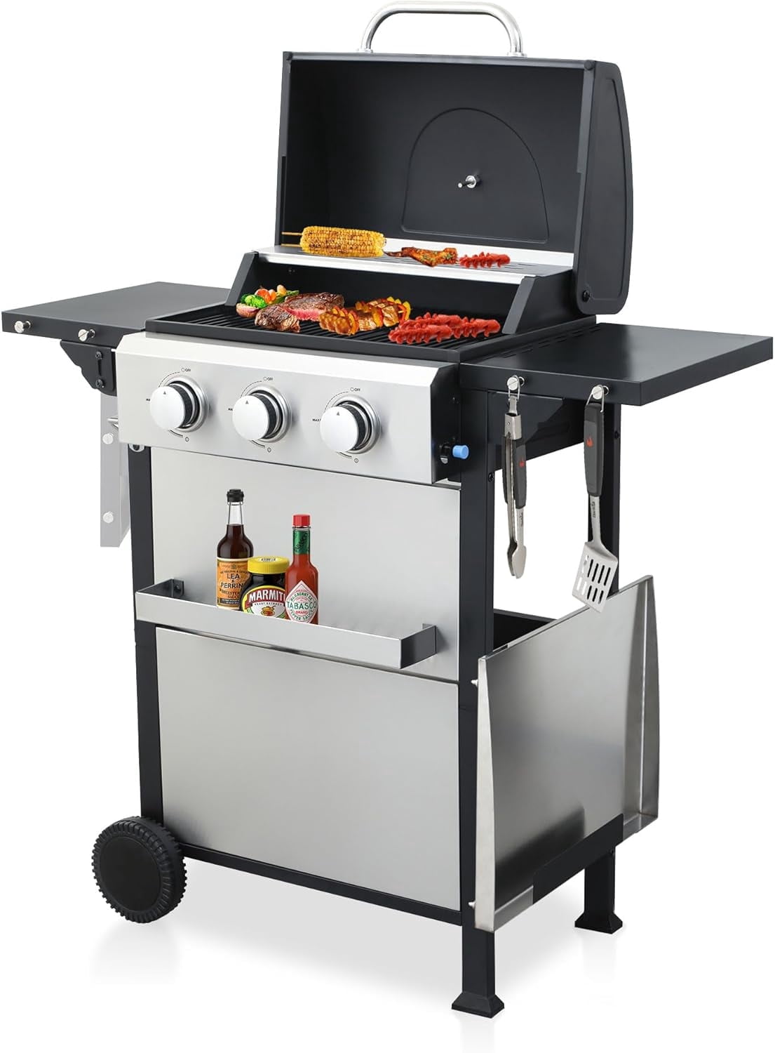 ZIVACATE 3 Burner Propane Gas Grill with Side Burner Stainless Steel ...