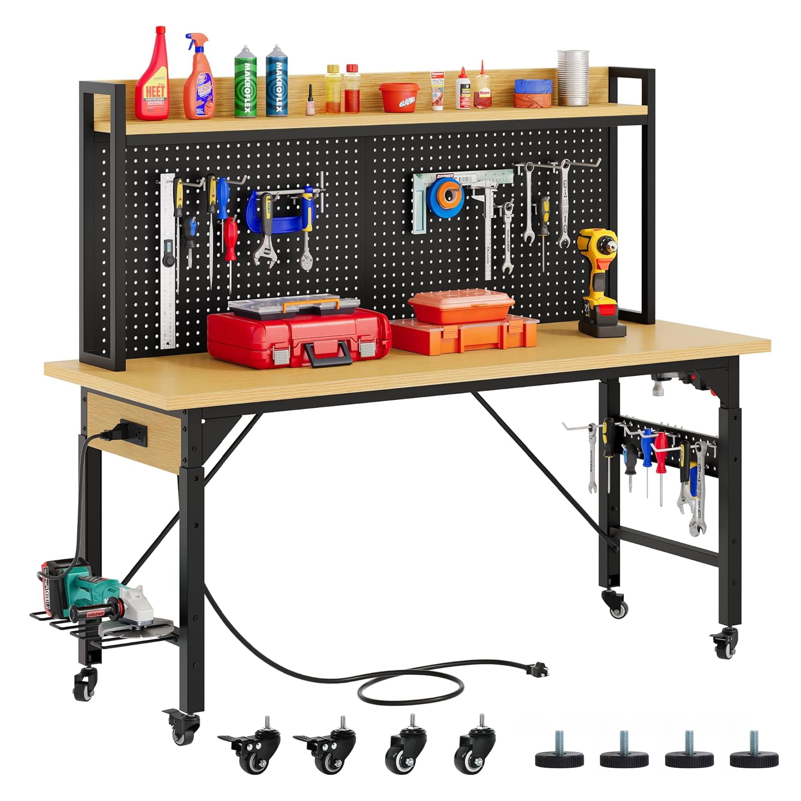 ZIVACATE Adjustable Wooden WorkBenches for Garage,Heavy-Duty 48 inch ...