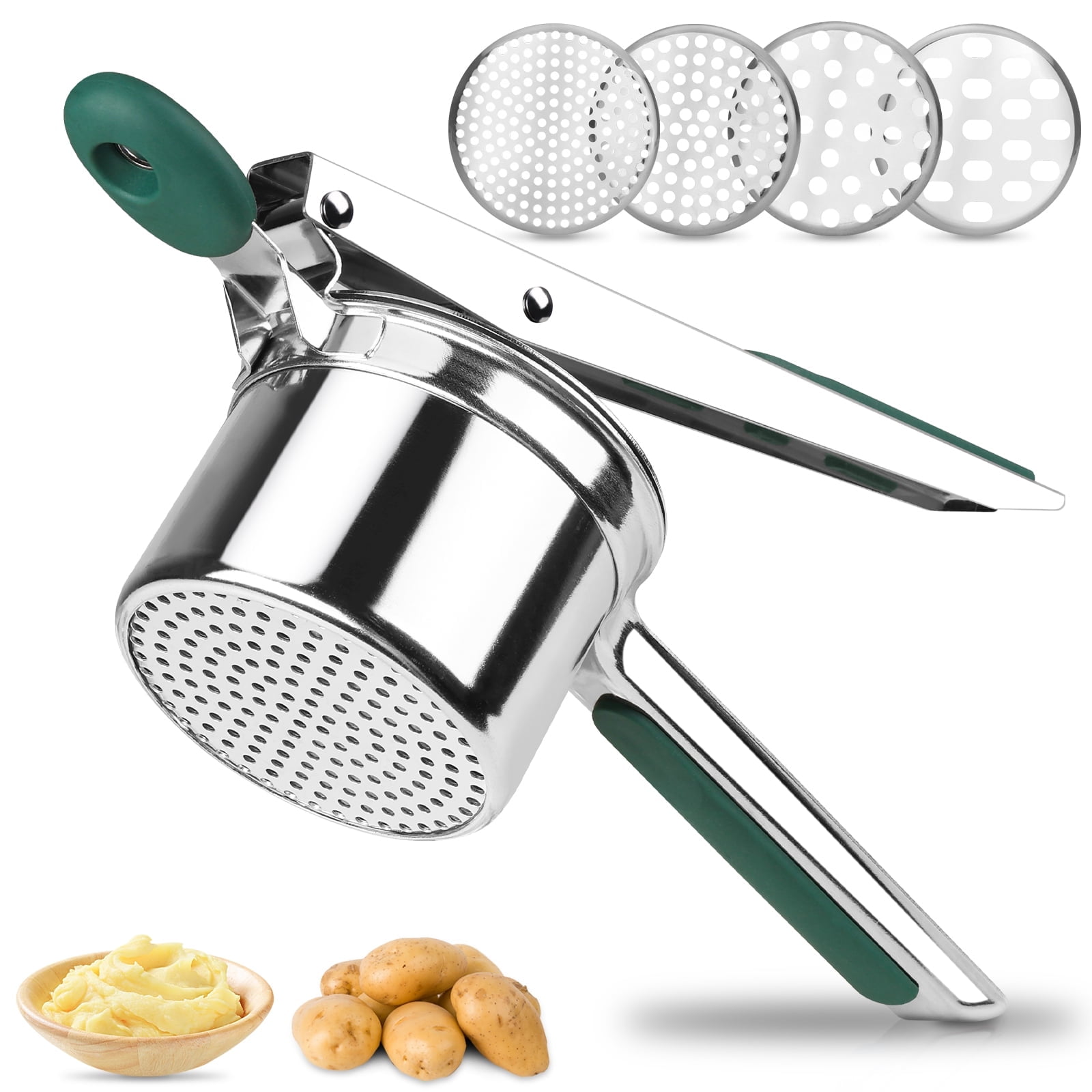 ZIVACATE Large 15oz Potato Ricer,Heavy Duty Stainless Steel with 4 ...