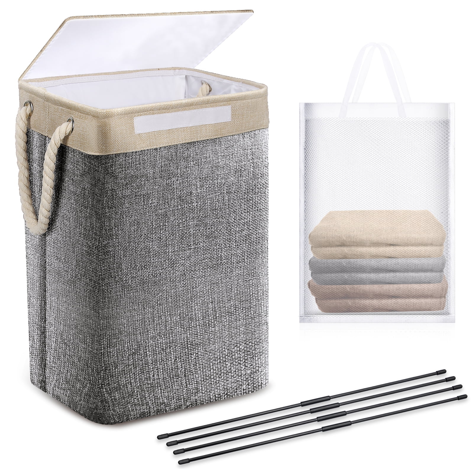 ZIVACATE Laundry Hamper With Lid 75L Collapsible Laundry Basket Large ...