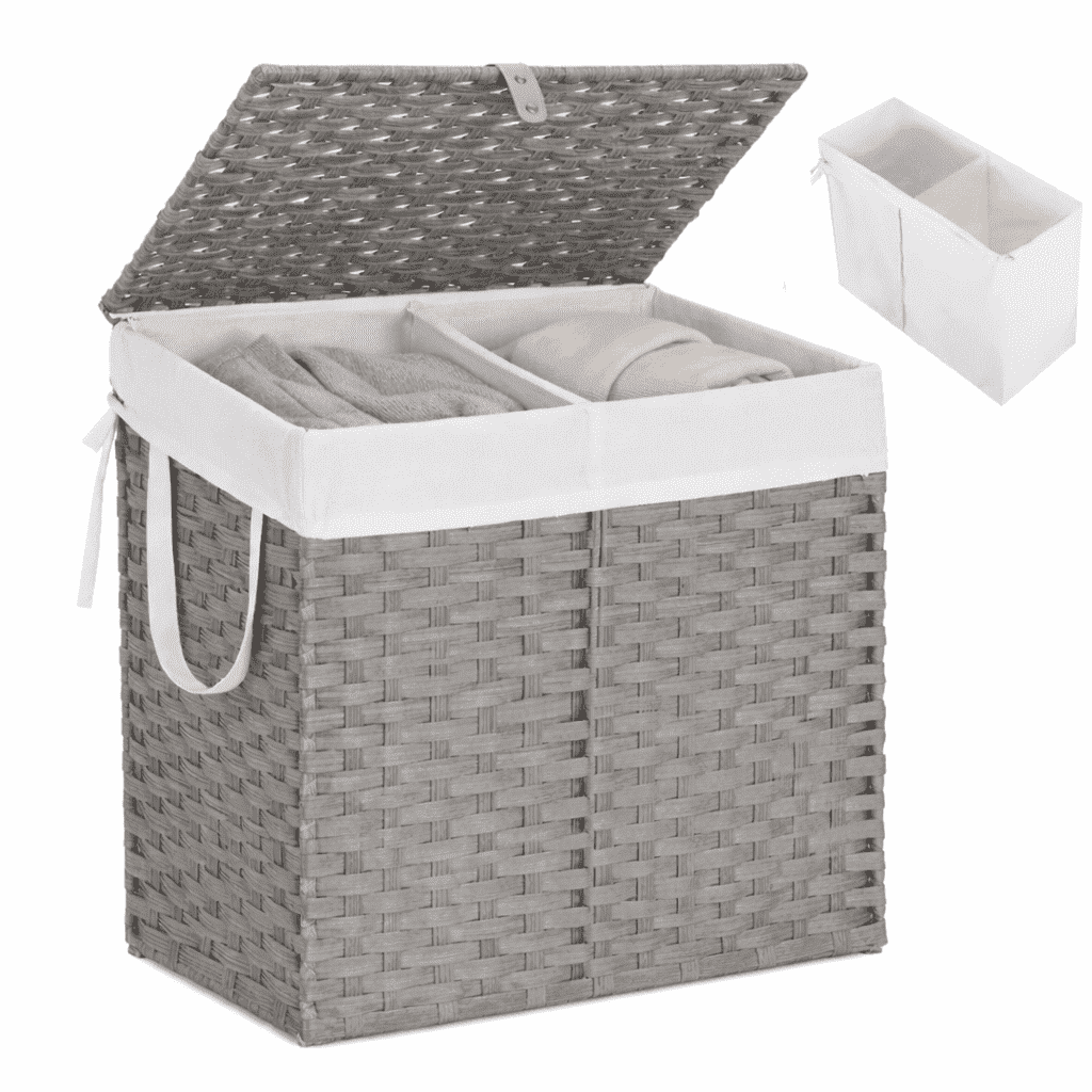 ZIVACATE Laundry Hamper with Lid, 28 Gallon (110 L) Synthetic Rattan ...