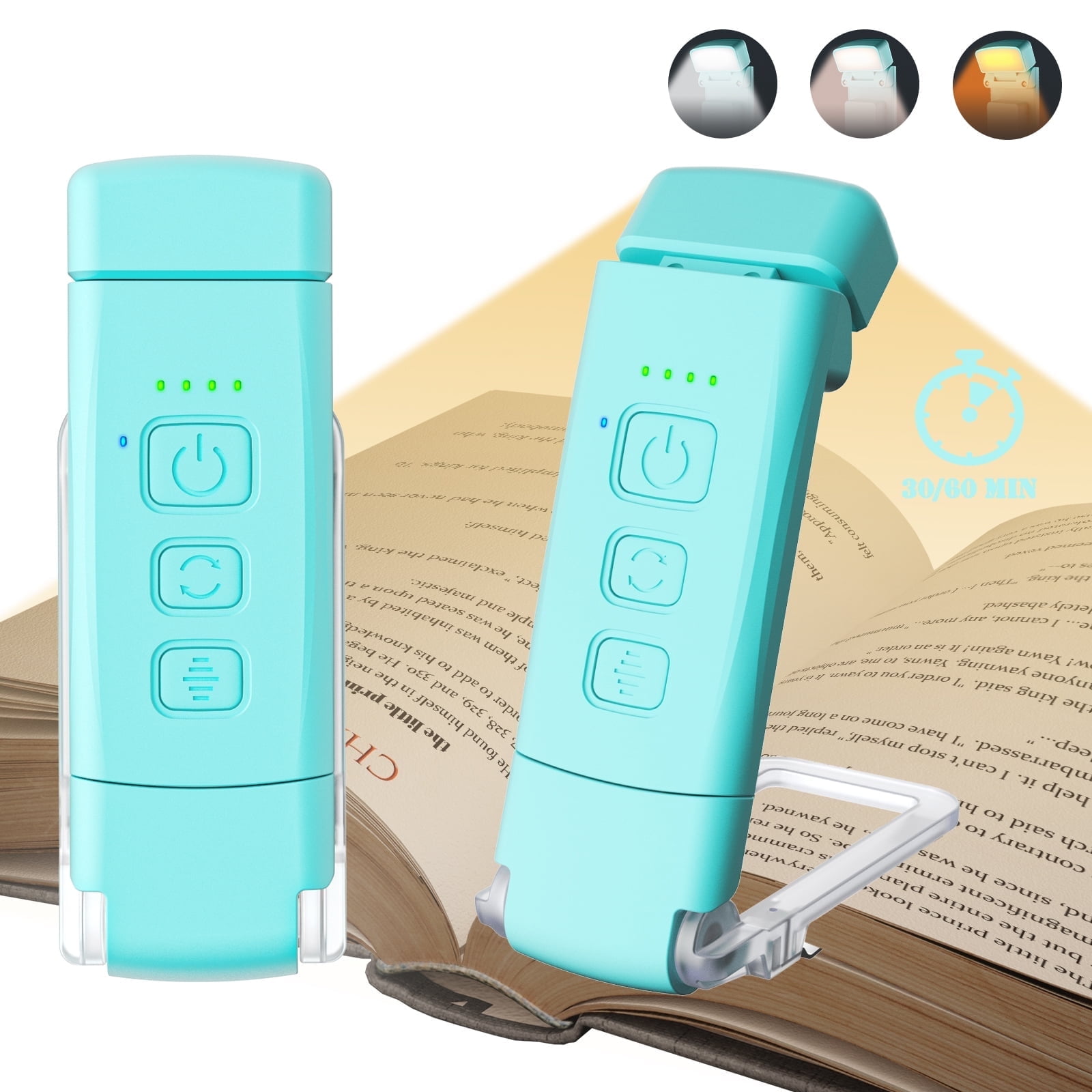 ZIVACATE Rechargeable Book Light for Night Reading, Portable Clip On ...