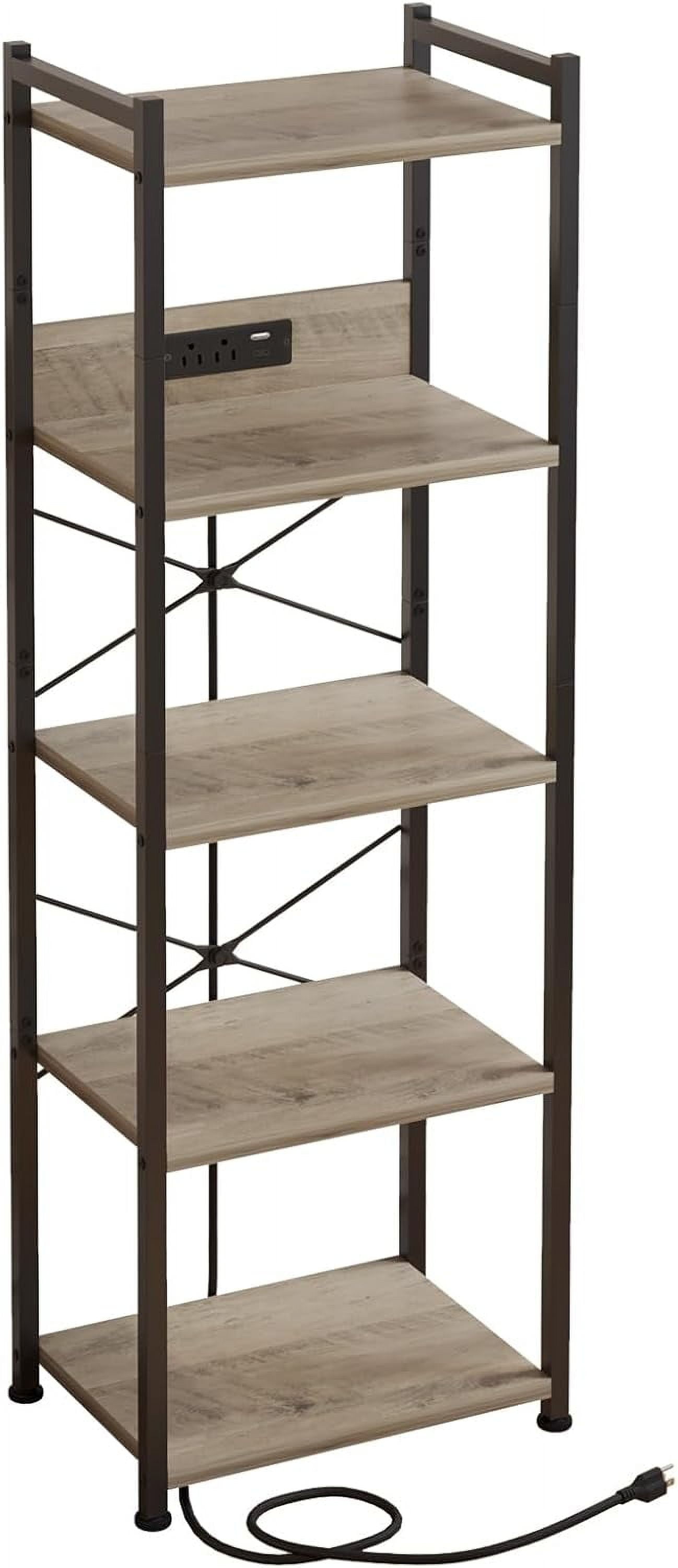 ZIWEI STAR 5 Tier Bookcase with Charging Station, Small Bookshelf ...