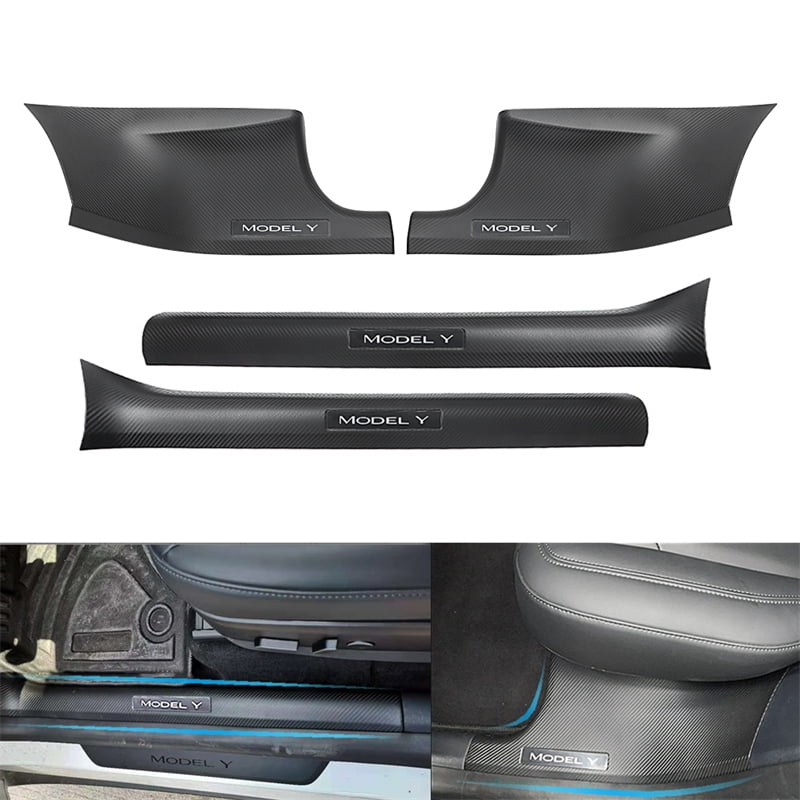 ZIXMJ Front Rear Door Sill Protectors, for Model Y, for Model 3, Carbon ...