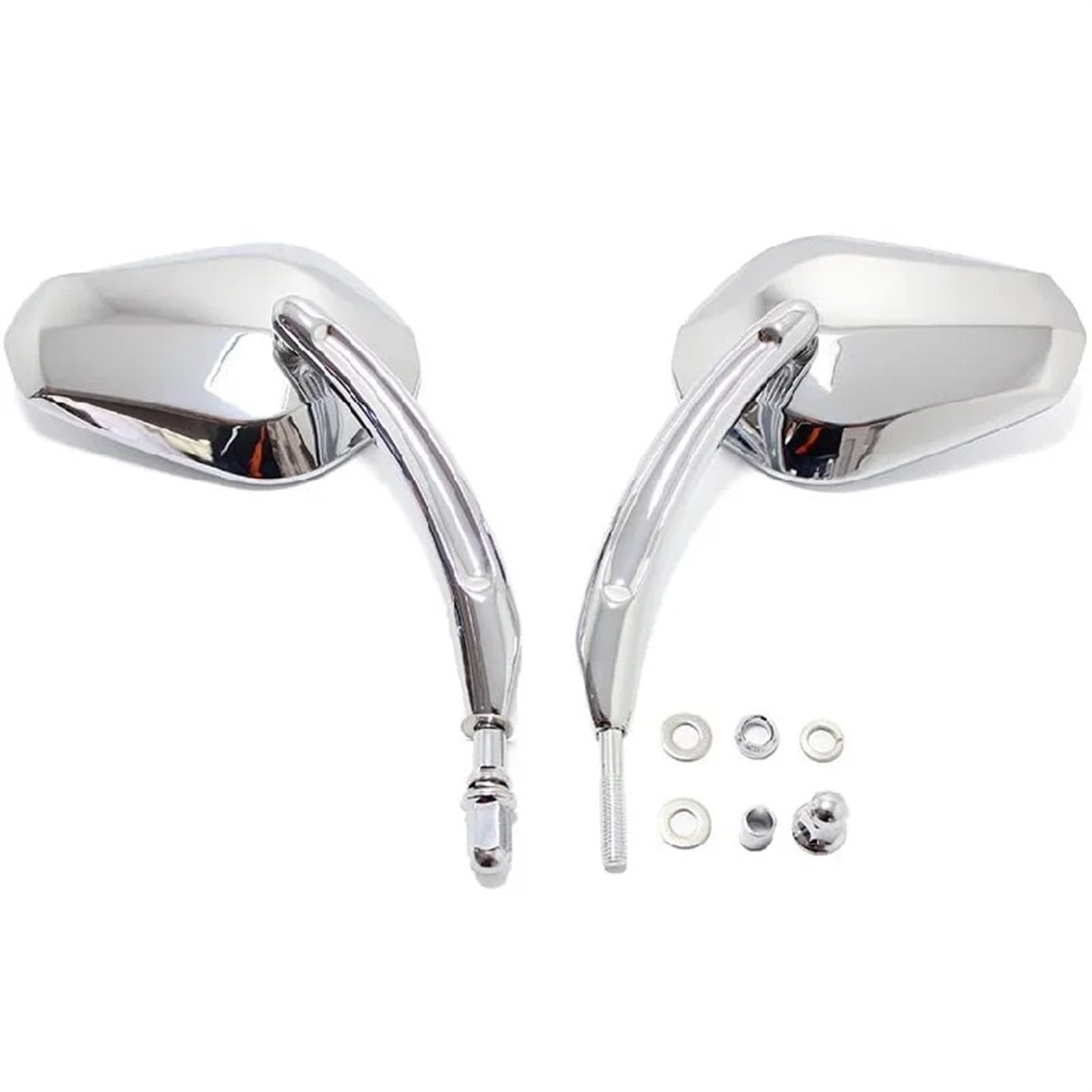 ZIXMJ Motorcycle Left Right Rear View Mirrors, Black and Chrome Side ...