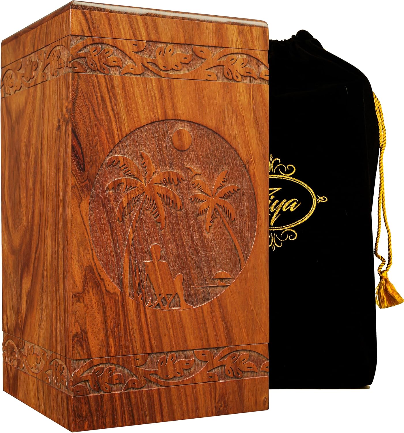ZIYA Wooden Cremation Urn for Human Ashes, Decorative Beach Funeral ...