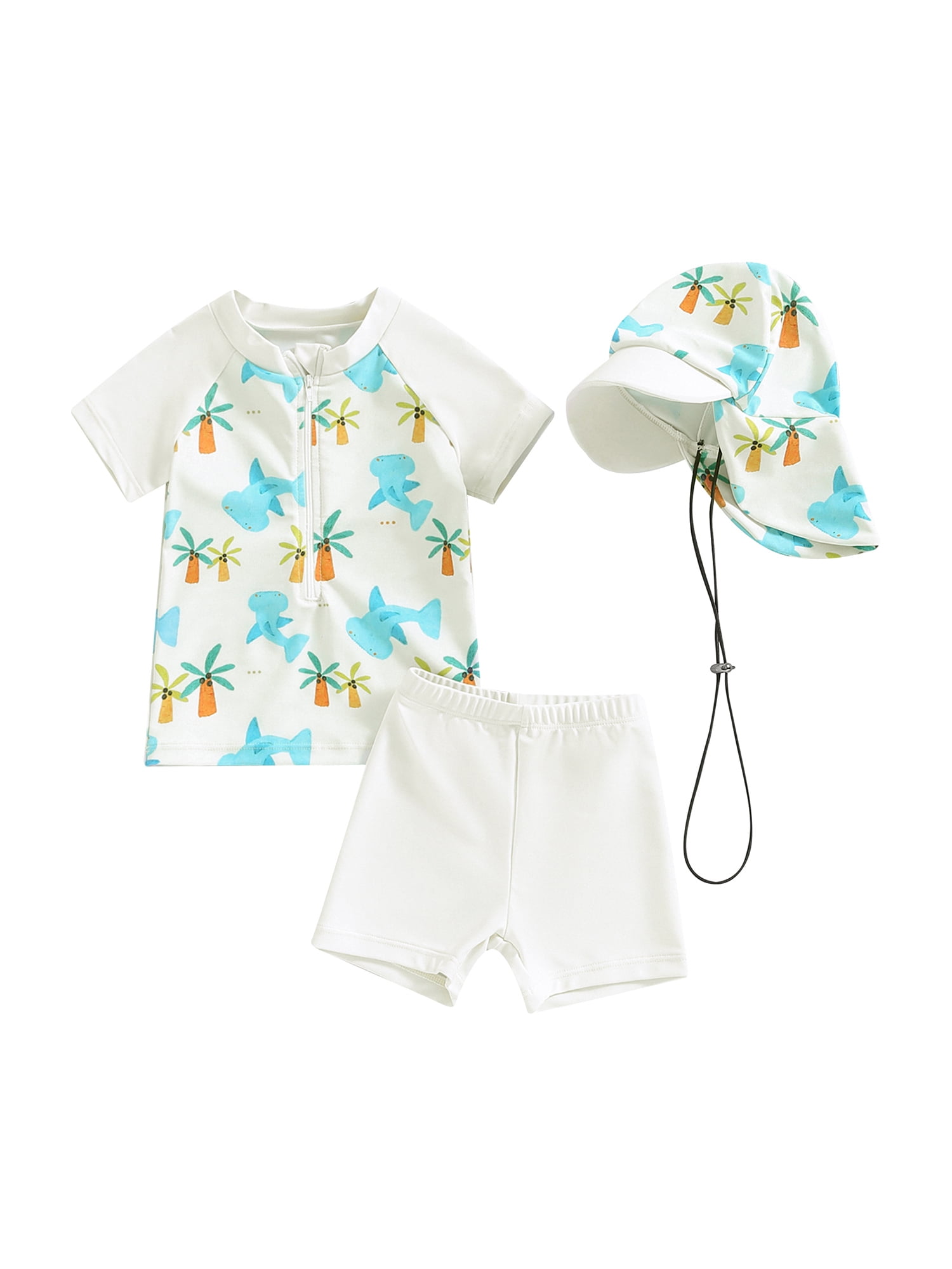 ZIYIXIN Baby Boys' Rash Guard Sets Summer Shark Print Zipper Short ...