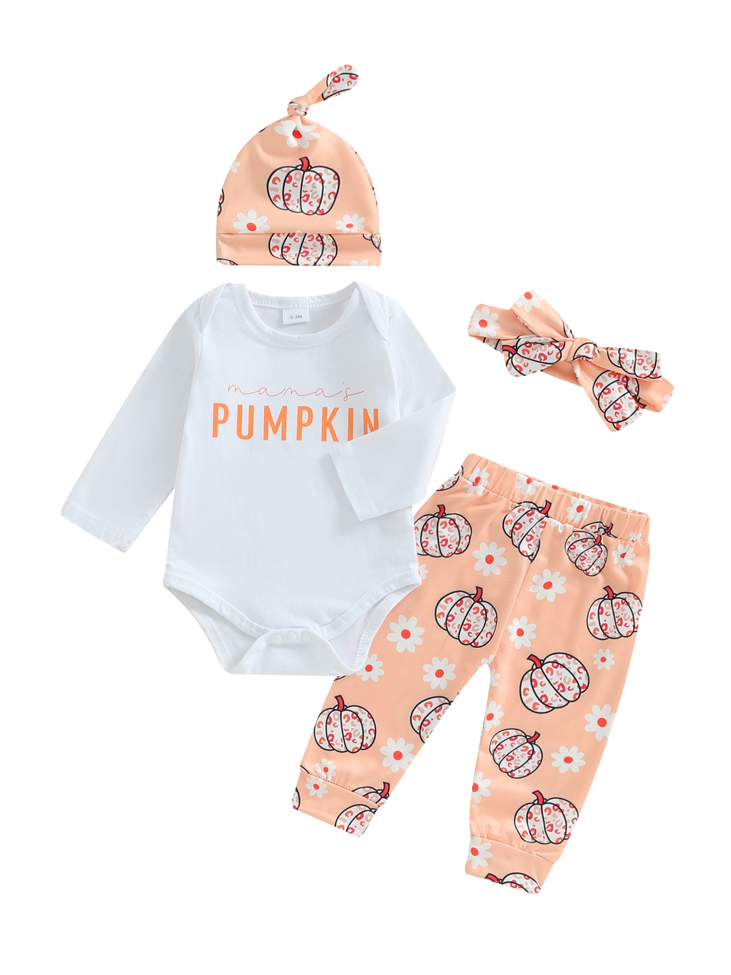 ZIYIXIN Baby Girl Halloween Outfits Letter Print Long Sleeve Romper Pumpkin Print Long Pants ...