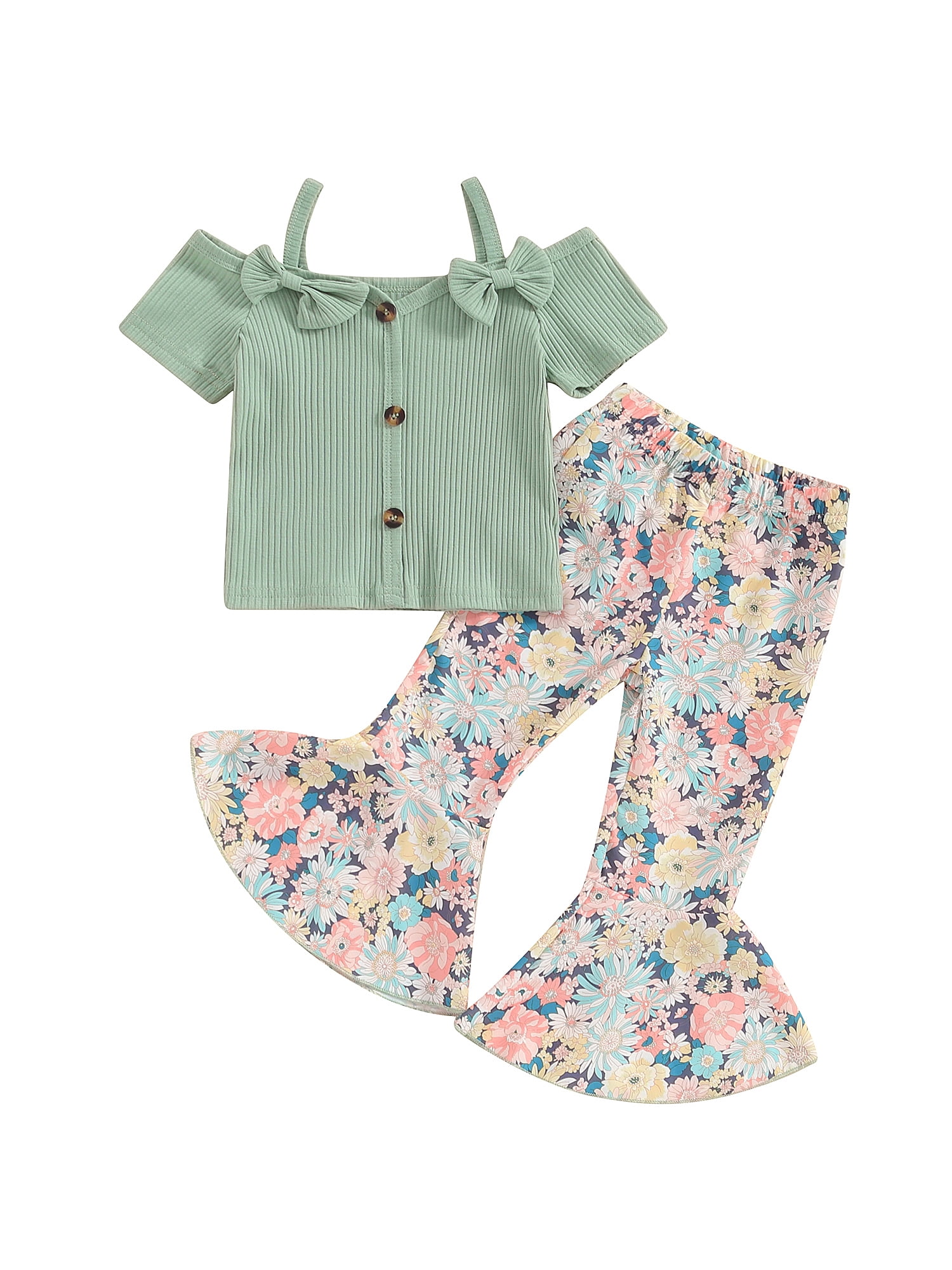 ZIYIXIN Toddler Baby Girl 2Pcs Summer Clothes Set Cold Shoulder Knit ...