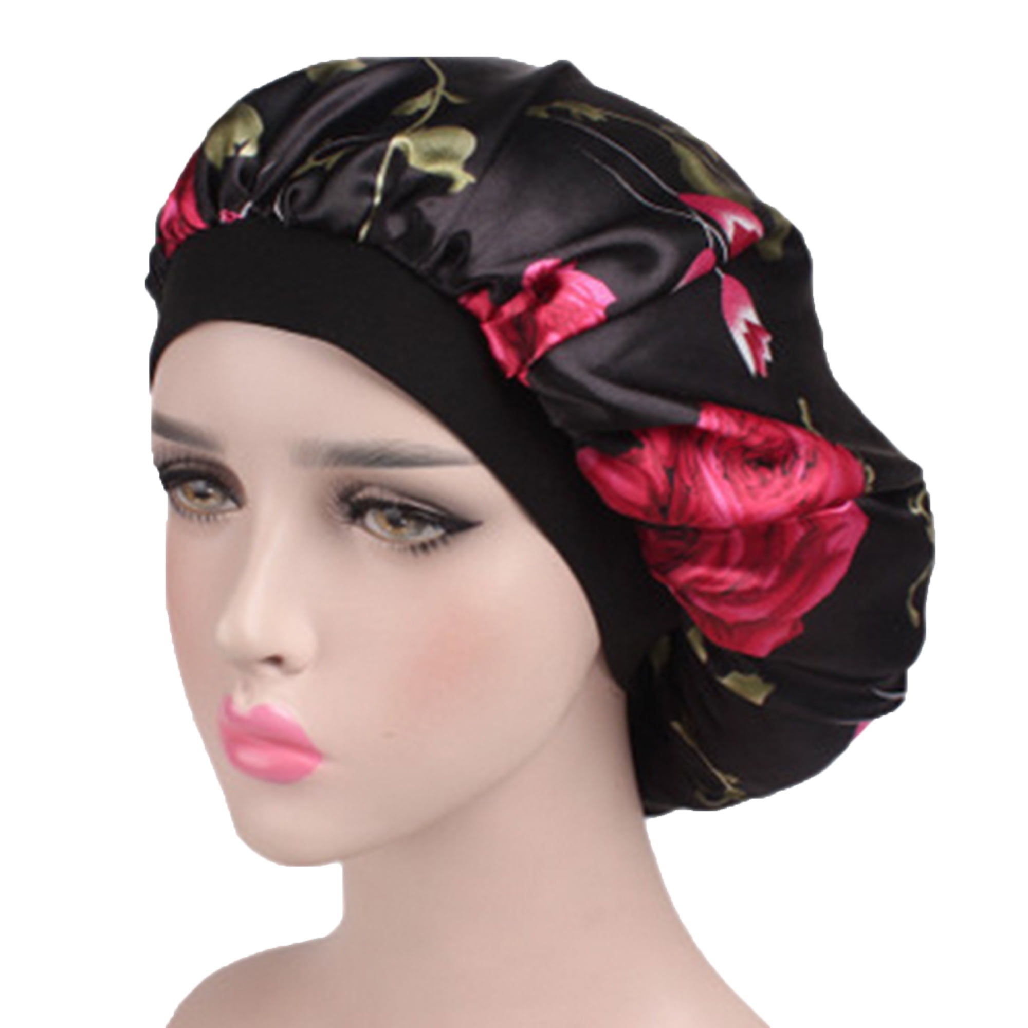 TELOLY Women's Satin Sleep Cap, Silk Hair Bonnet Hat with Wide Elastic ...