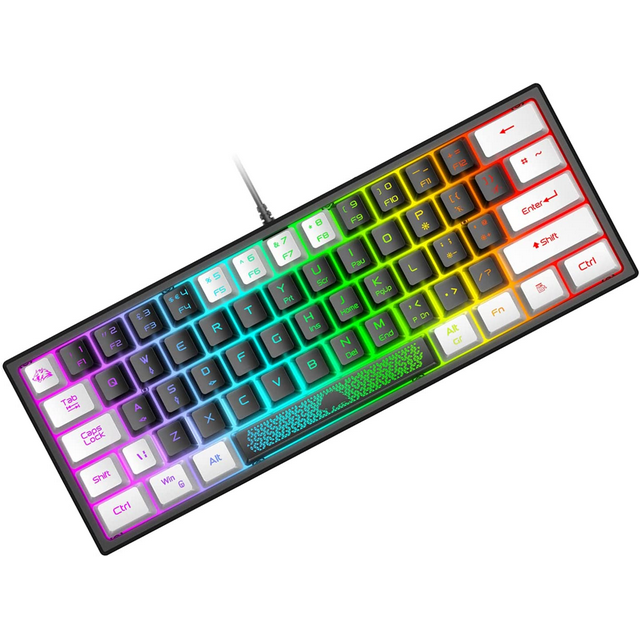 ZIYOU LANG K61 RGB Backlit Compact Wired Gaming Keyboard, Black & White ...