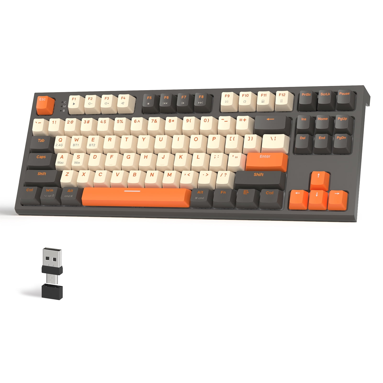 ZIYOU LANG M88 Wireless Mechanical Gaming Keyboard, TKL 87 Keys Creamy Keyboard Dual Mode BT/2 ...