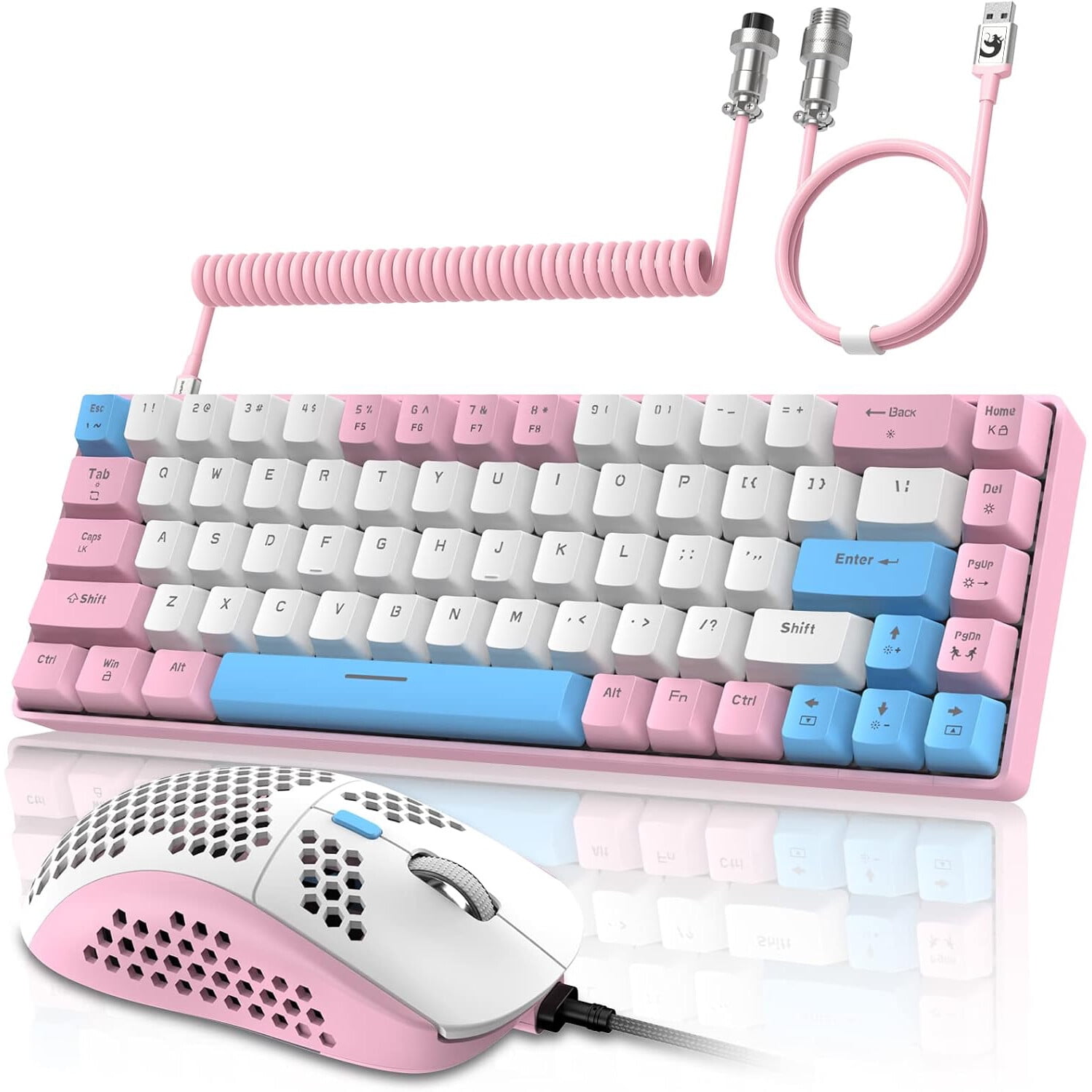 ZIYOU LANG RK-T8PR0 Wired 65% Mechanical Gaming Keyboard and Mouse Combo with RGB Backlit Anti ...