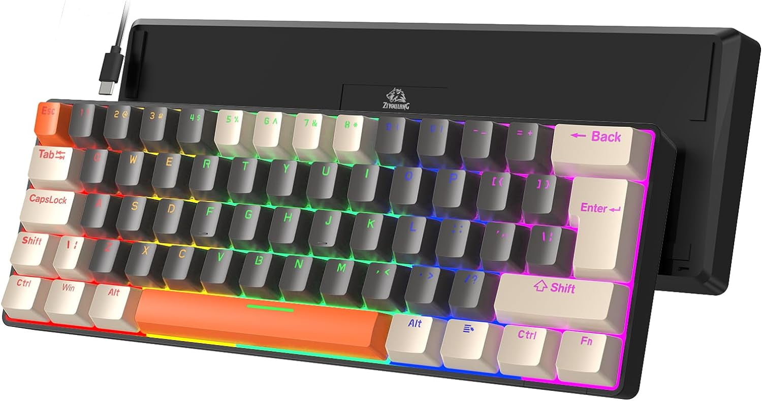 ZIYOU LANG T60 Wired 60% TKL Mechanical Gaming Keyboard with Led ...