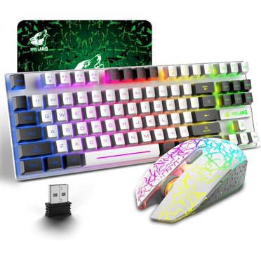 ZIYOULANG Wireless Gaming Keyboard & Mouse, 87 Key, LED Backlight ...