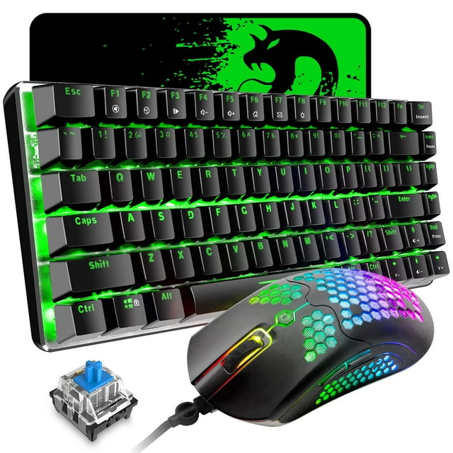 ZIYOU LANG Wired Gaming Keyboard and Mouse,3 in 1 Gaming Set,Green LED ...