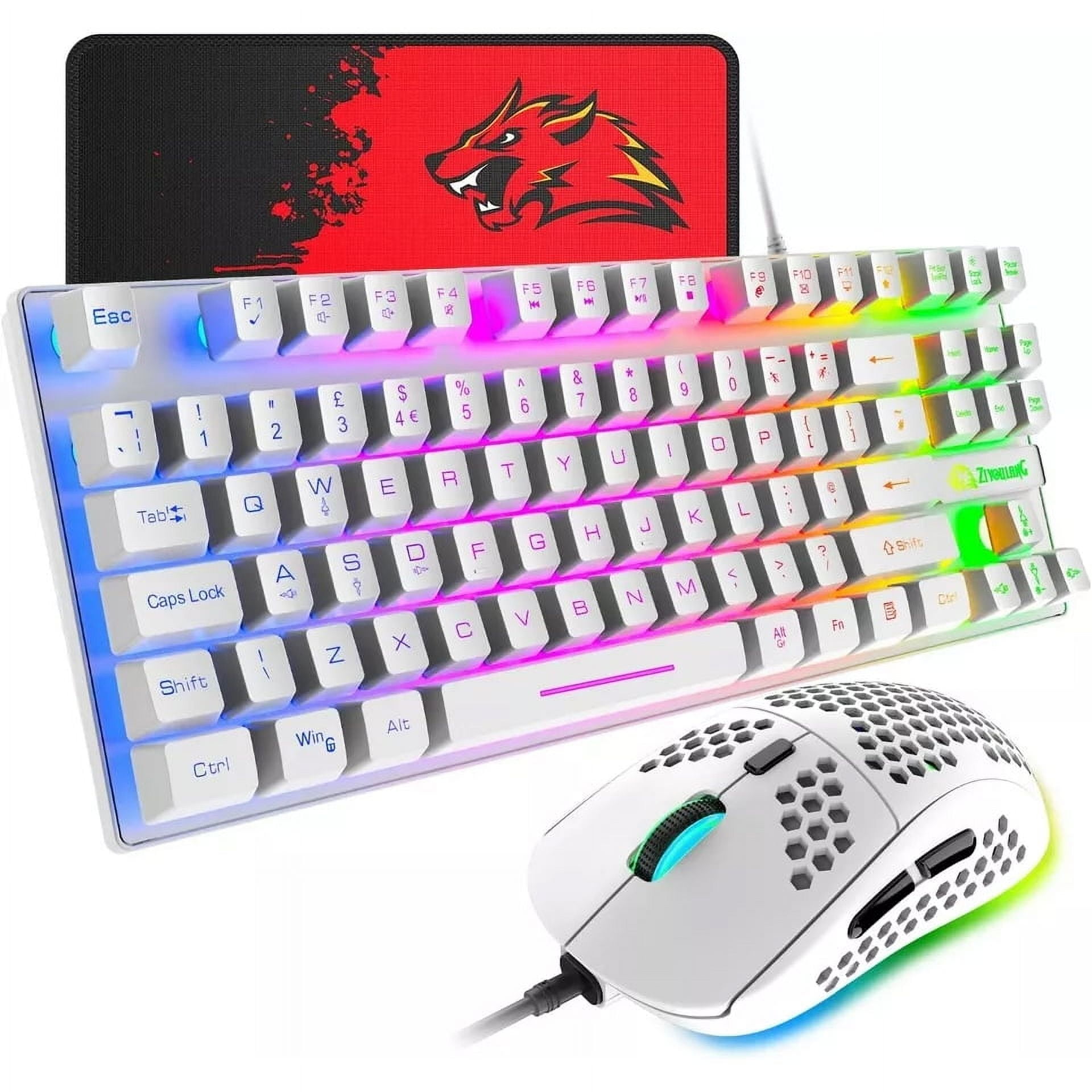 ZIYOULANG 88 Keys Mechanical Gaming Keyboard, RGB Backlit, 6400 DPI ...