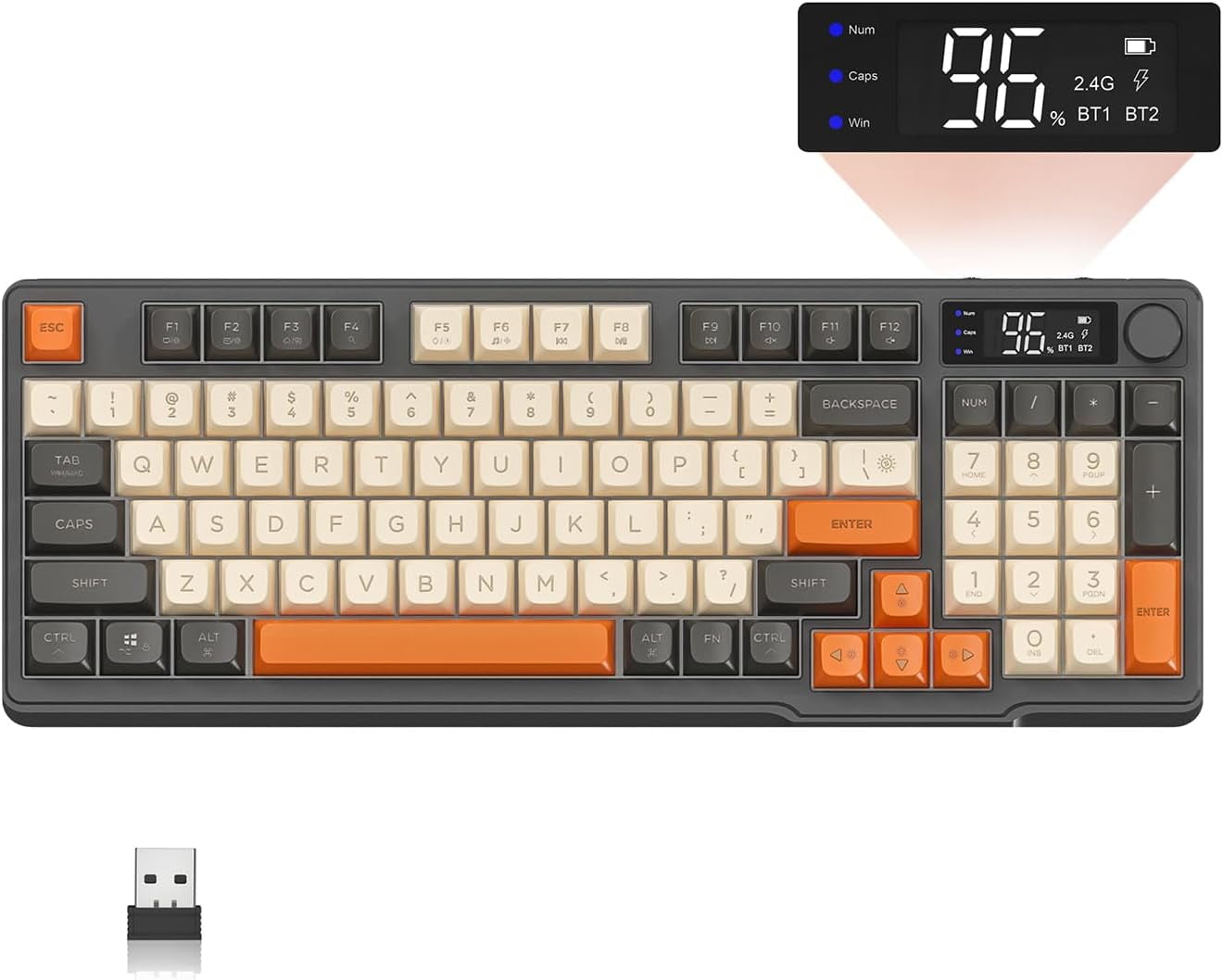 ZIYOULANG M96 Dual Mode Wireless Gaming Keyboard with 2.4G & BT5.0, 90% ...
