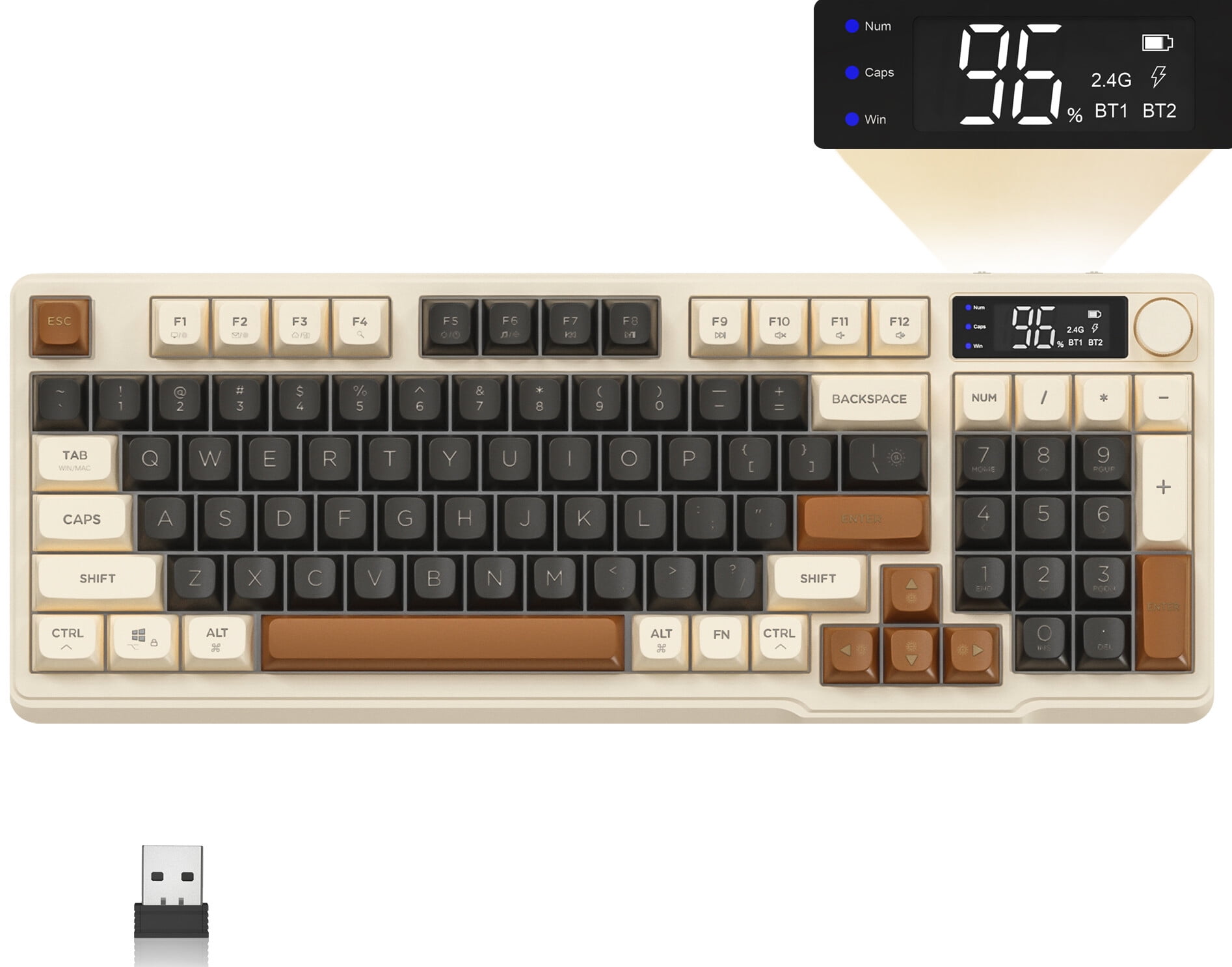 ZIYOULANG M96 Dual Mode Wireless Gaming Keyboard with 2.4G & BT5.0, 90% Membrane Semi-mechanical ...