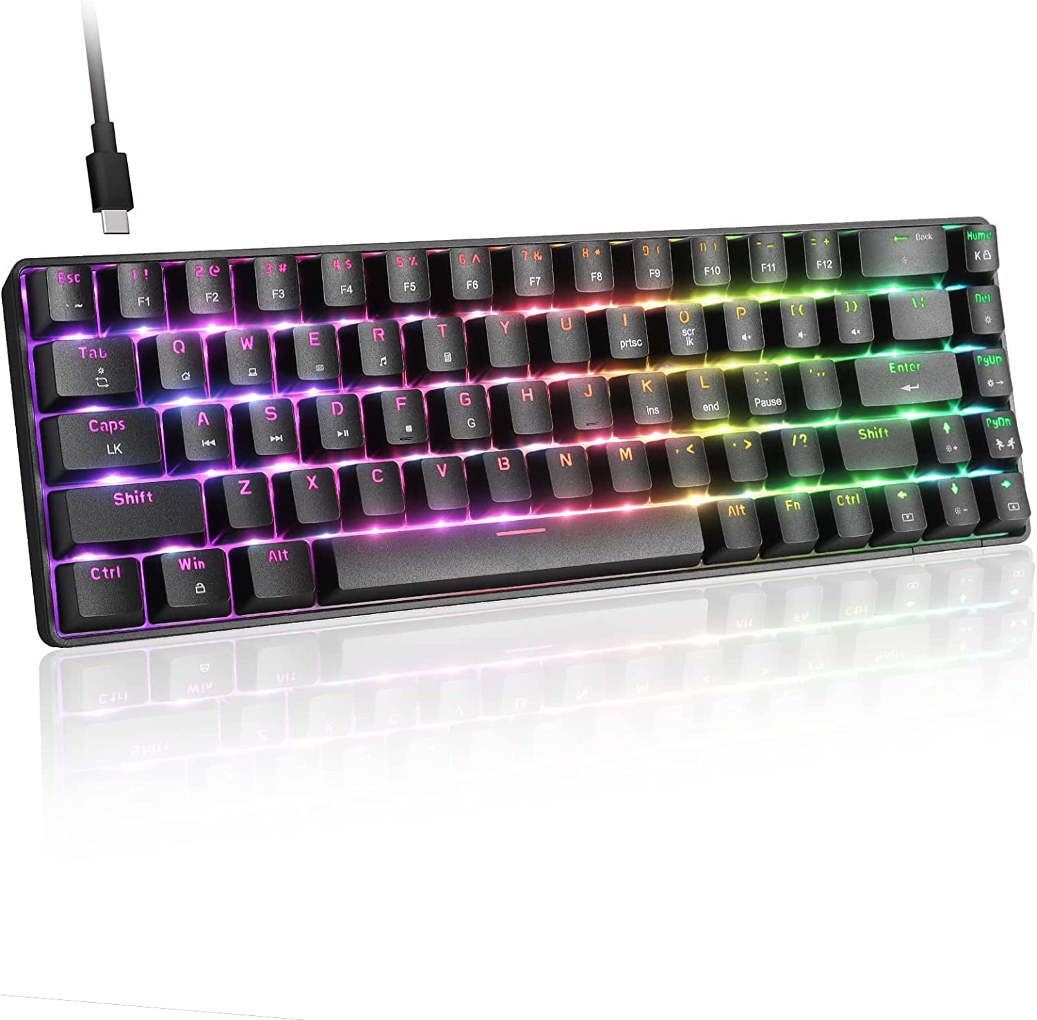 ZIYOULANG T8 60% Wired Mechanical Keyboard,Portable,RGB, For PC,Brown ...