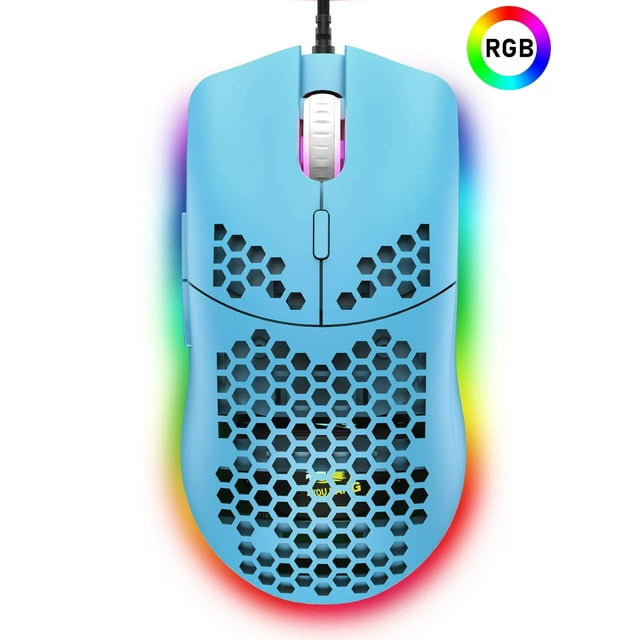 ZIYOULANG Wired Gaming Mouse, Honeycomb Shell, 6 DPI 6400, RGB Backlit ...