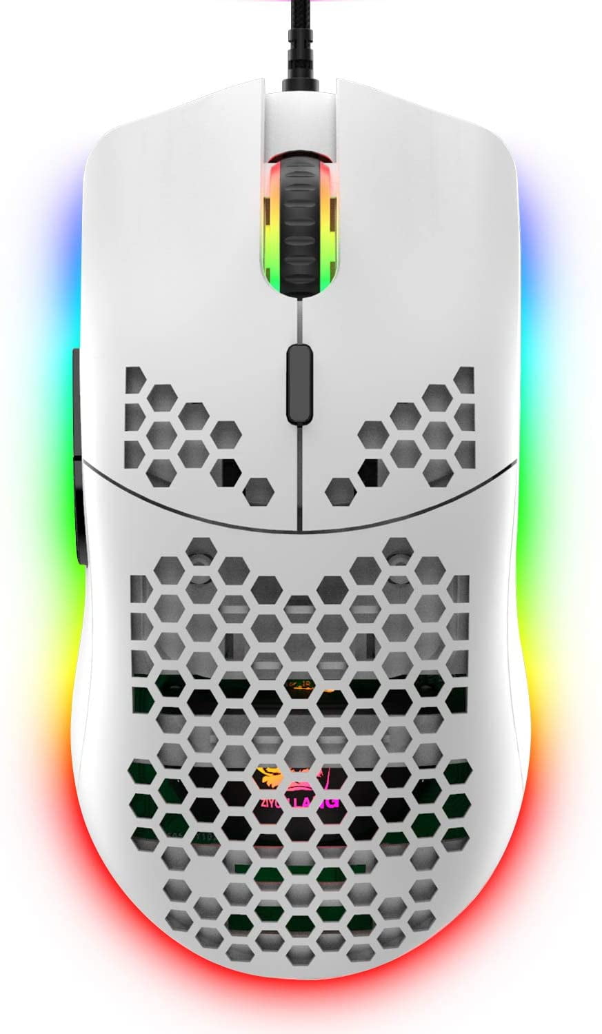 ZIYOULANG Ultralight Wired Gaming Mouse, Lightweight Honeycomb Shell, 4 RGB Breathing Backlit ...