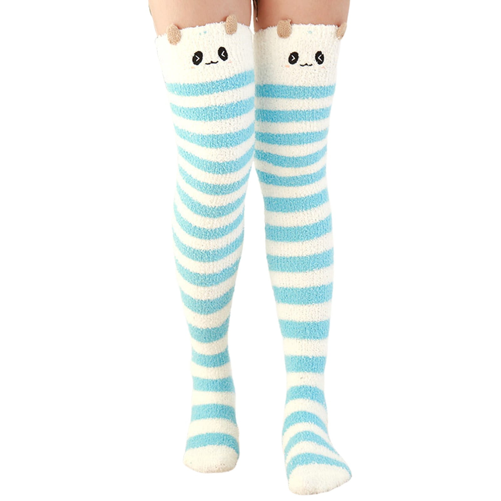 ZIZOCWA Cute Fuzzy Over the Knee Long Socks for Women Cartoon Fluffy ...