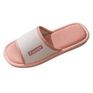 Womens House Slippers, Open Toe Memory Foam Washable Non-Slip Scuff Linen Printing Slippers ...