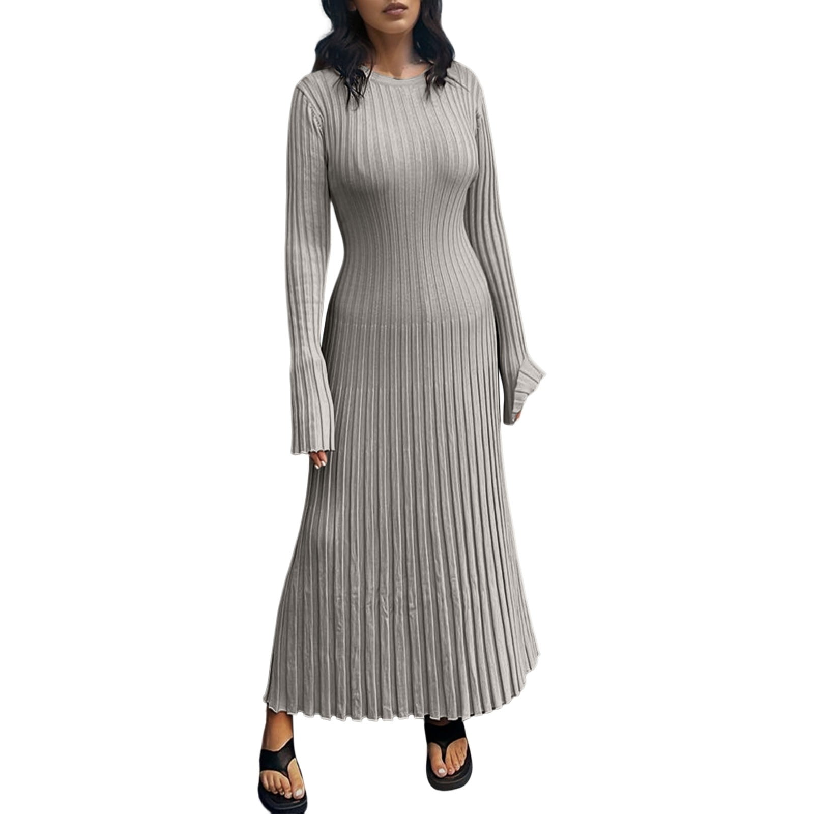 ZIZOCWA Slim Fit Long Sleeve Knit Sweater Maxi Dress for Women Fall ...