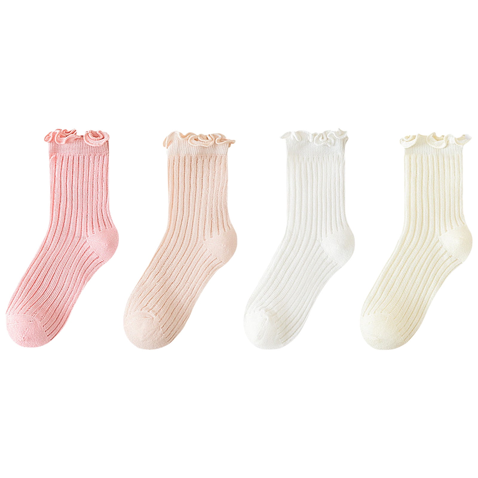 ZIZOCWA Socks Women Low Cut 4 Pair Summer Women'S Ruffle Cuffted Ribbed ...