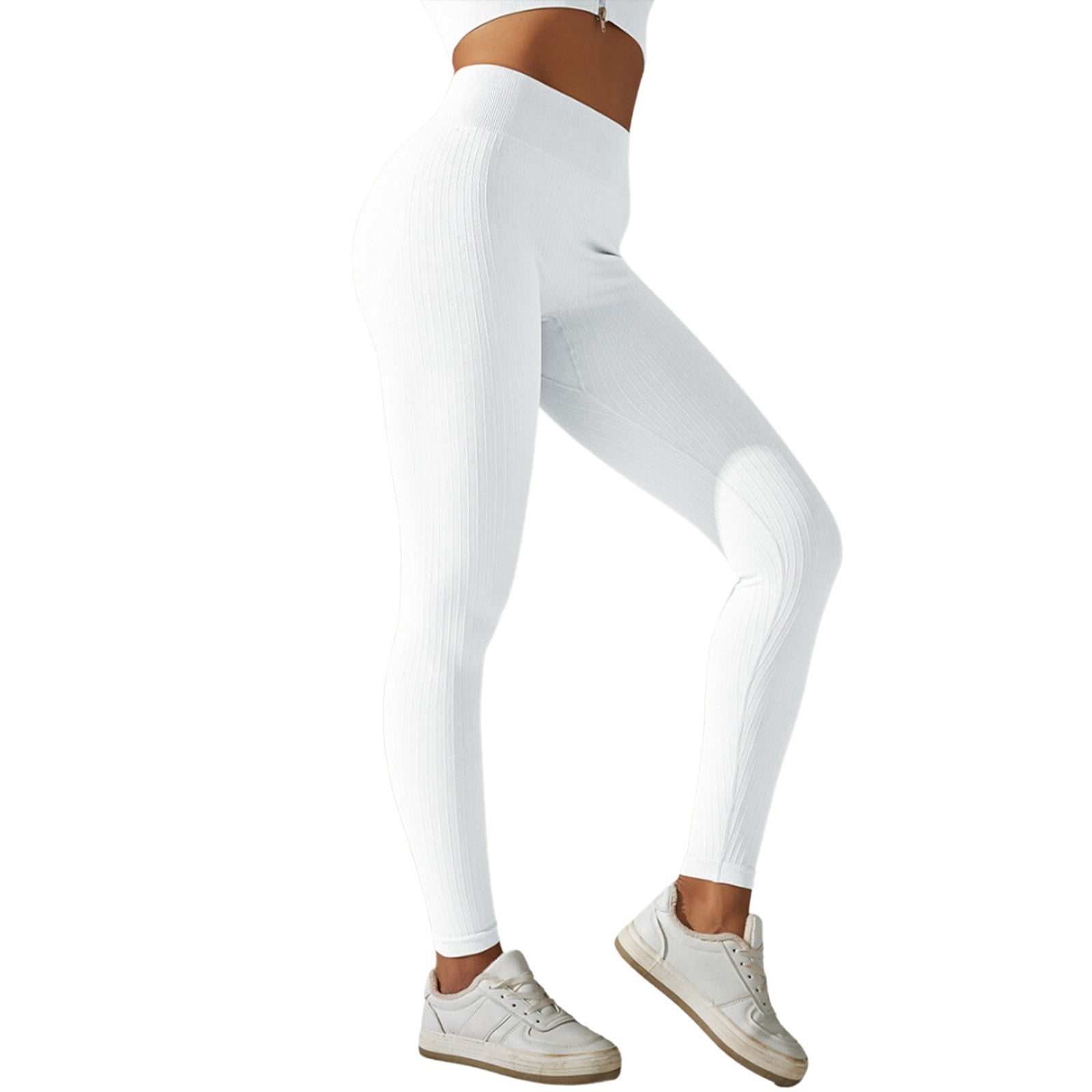 ZIZOCWA Tummy Control Yoga Leggings for Women Seamless Stretch Ribbed ...