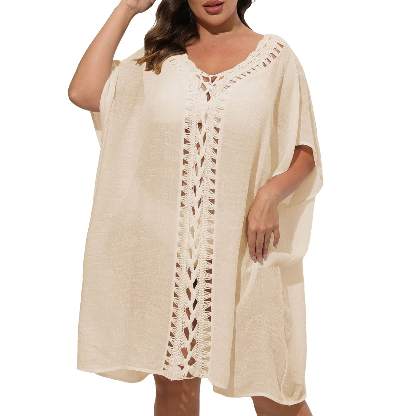 ZIZOCWA Women'S Swimsuit Coverup Summer Crochet Hollow V-Neck Swim ...