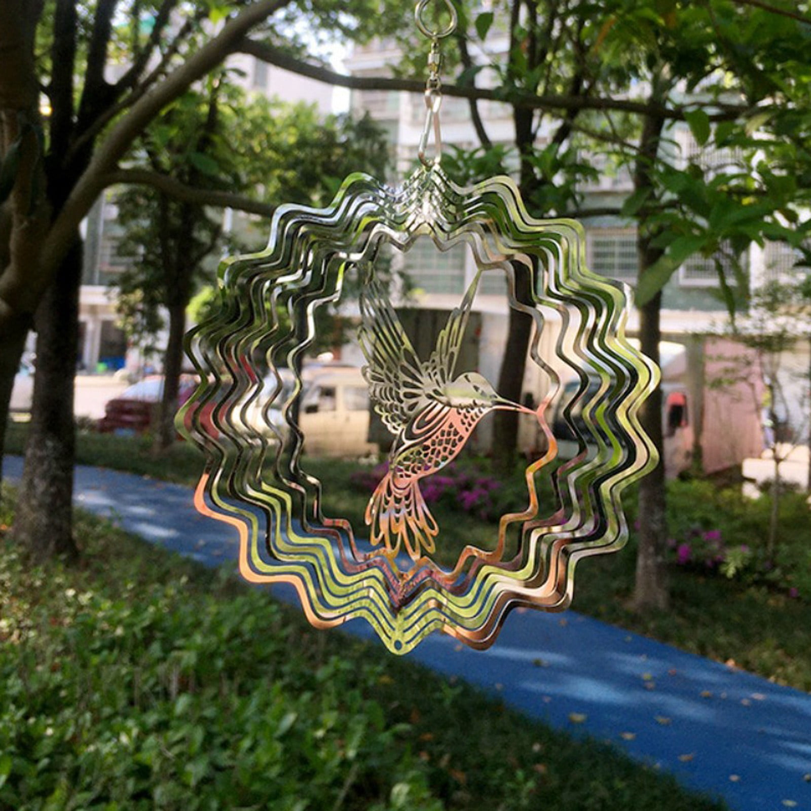 ZJDOAK 3D Wind Spinners Outdoor Metal Garden Decor, Highly Reflective ...
