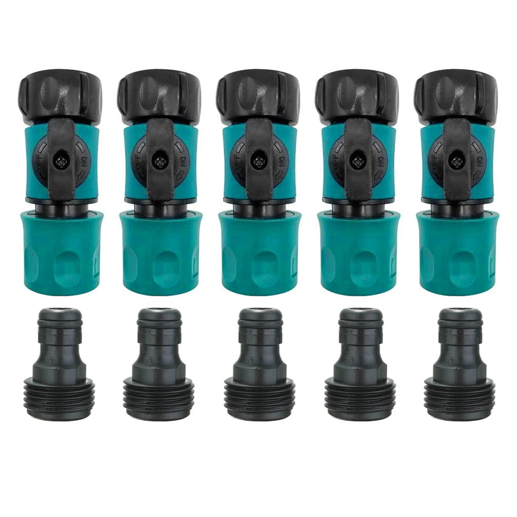 ZJDOAK Plastic Garden Hose Quick Connect Adapters with Shutoff Valve ...
